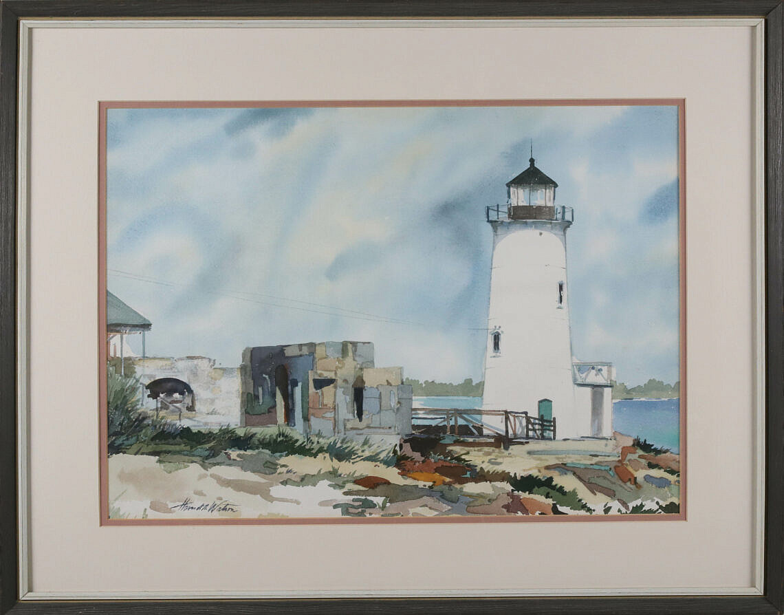 Howard Watson Watercolor on Paper "View of A Lighthouse" - Rafael Osona ...