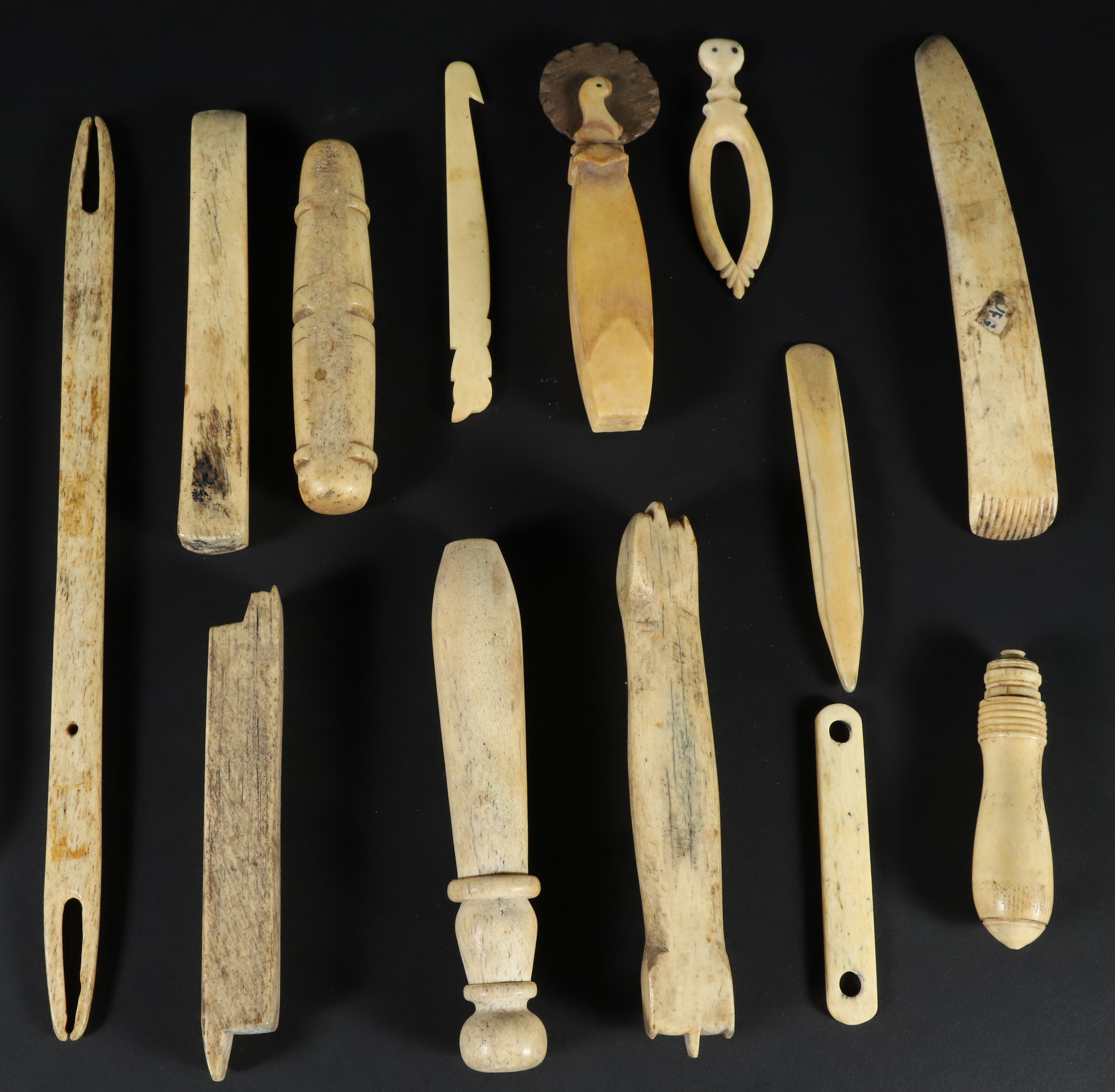 Assortment of Thirteen Antique Whale Bone Artifacts - Assortment of ...