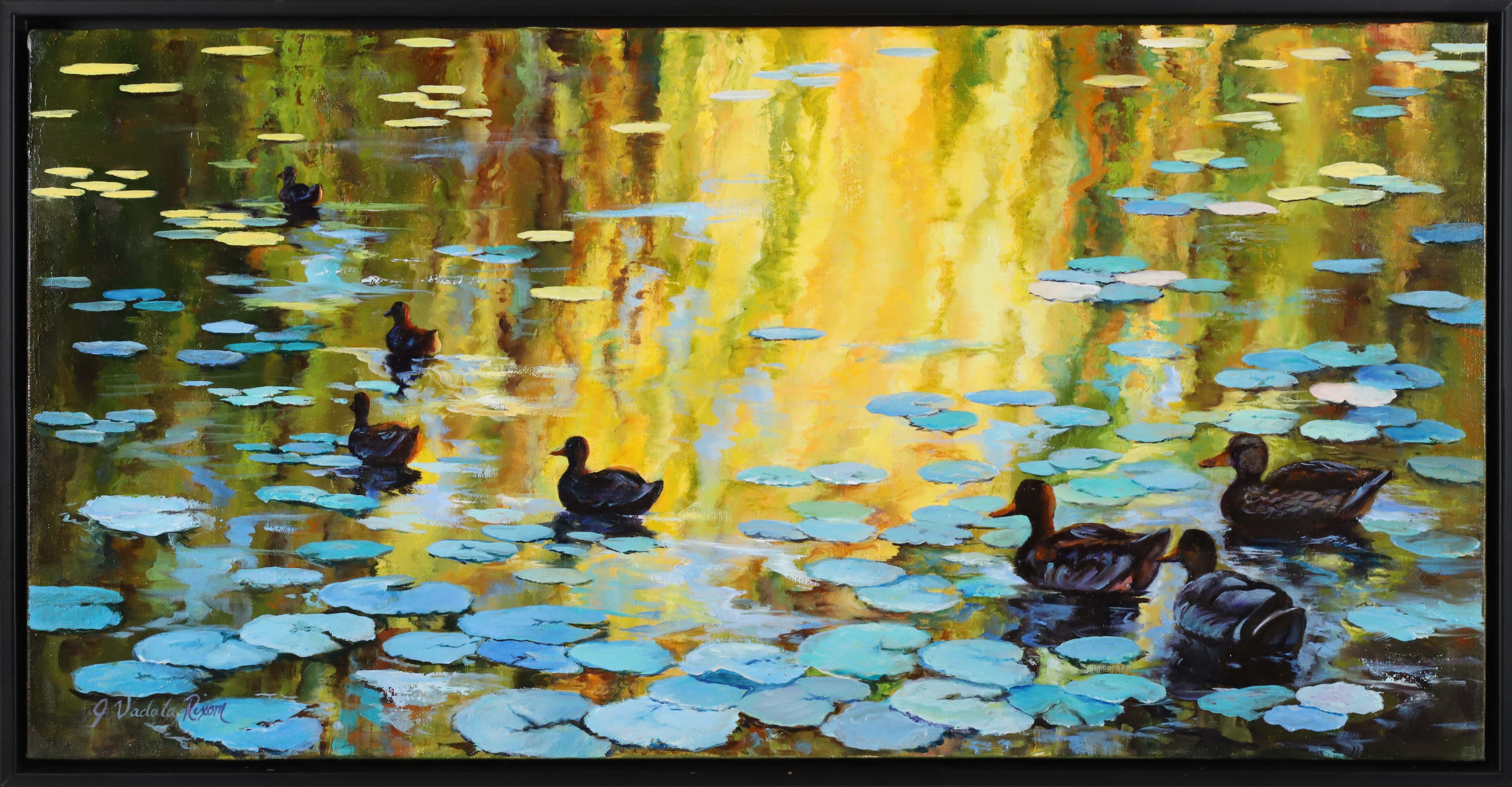 J. Vadala Rixom Oil on Canvas "Sunrise at Lily Pond" - J. Vadala Rixom ...