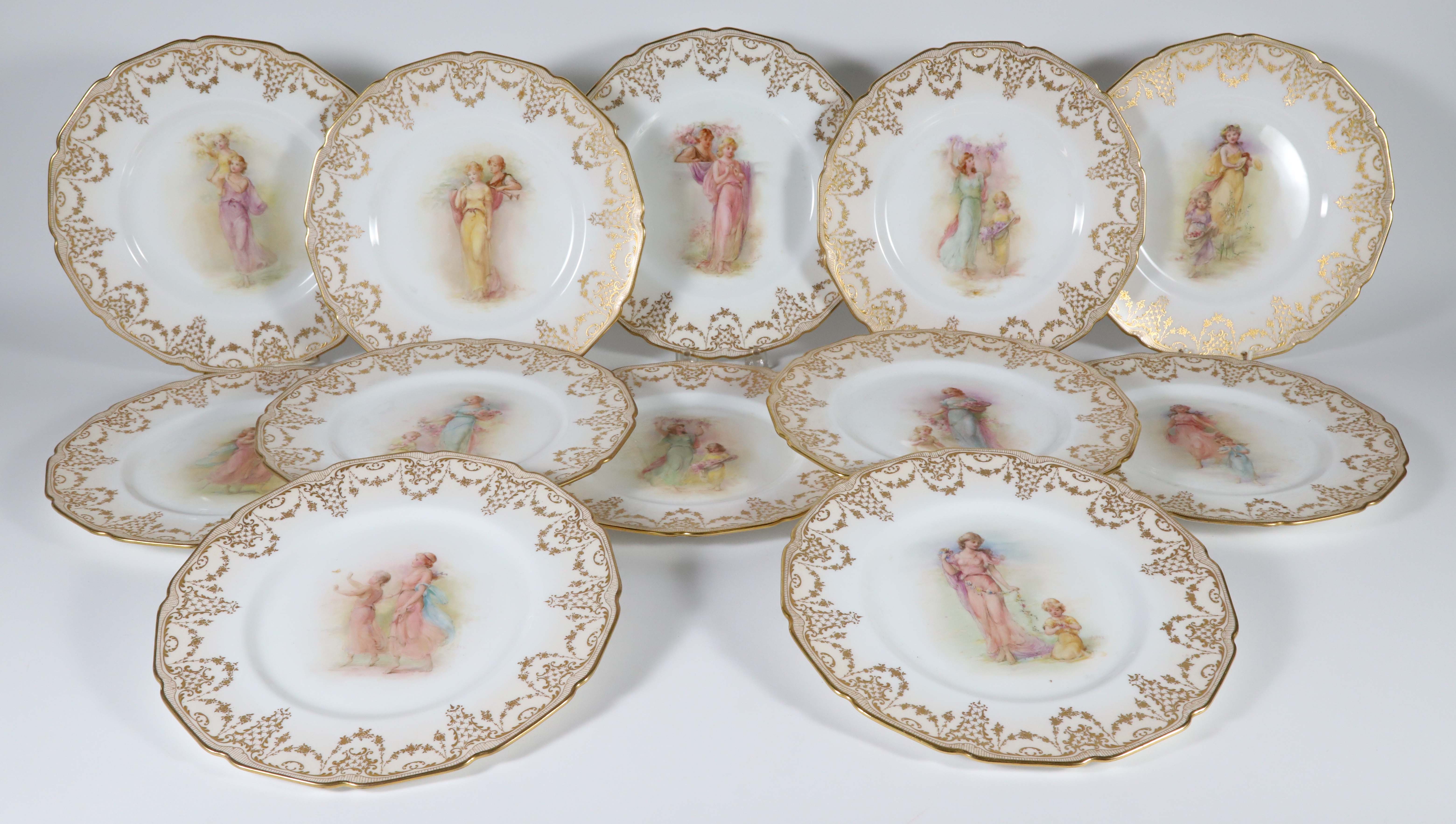 Set of 12 Royal Doulton England Portrait Plates Signed by Artist A. Dix ...