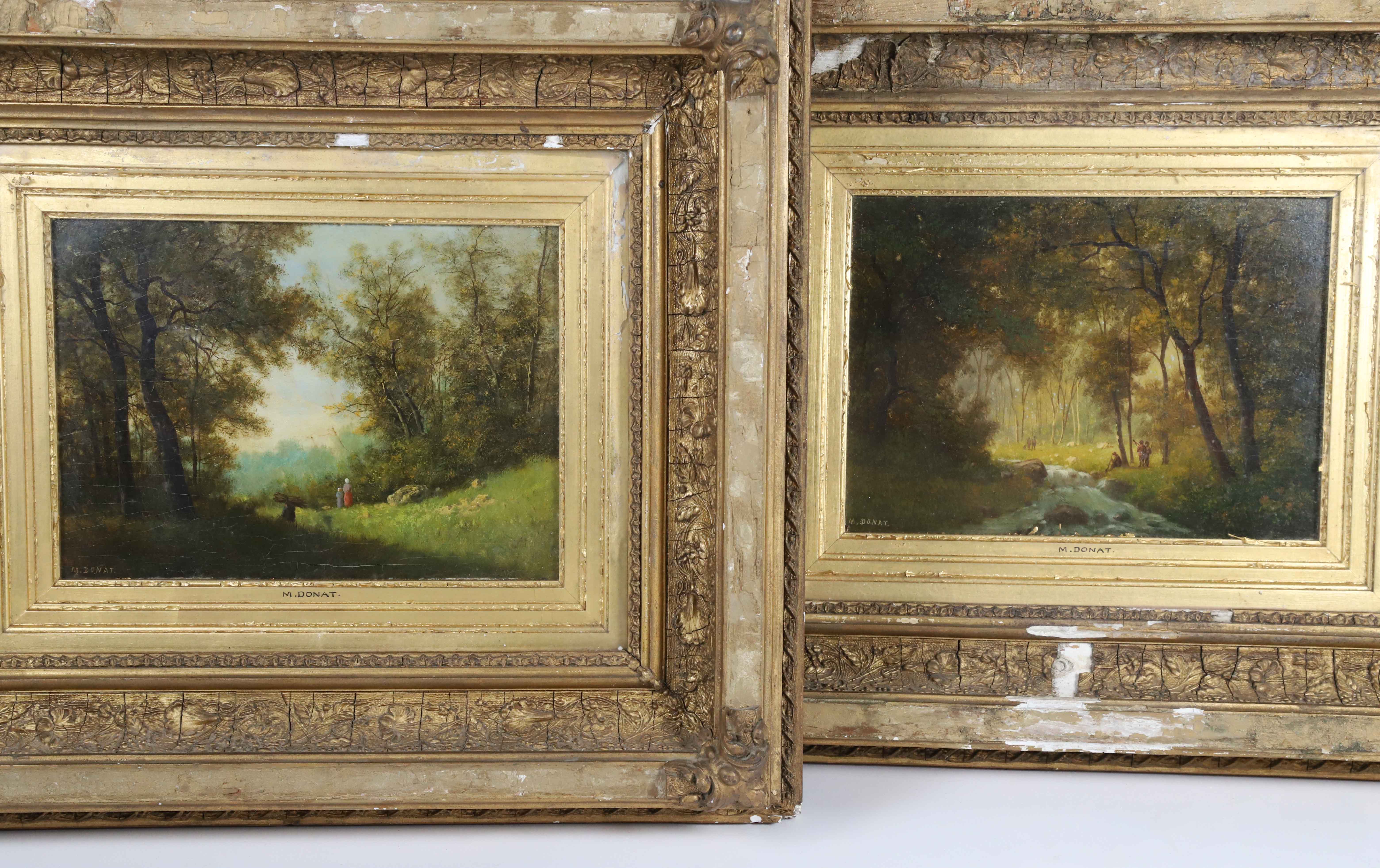 Pair of M. Donat Oils on Mahogany Panel Landscapes, 19th Century ...