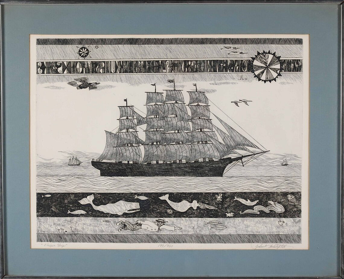 John F. Lochtefeld Limited Edition Etching "Clipper Ship" - John F ...