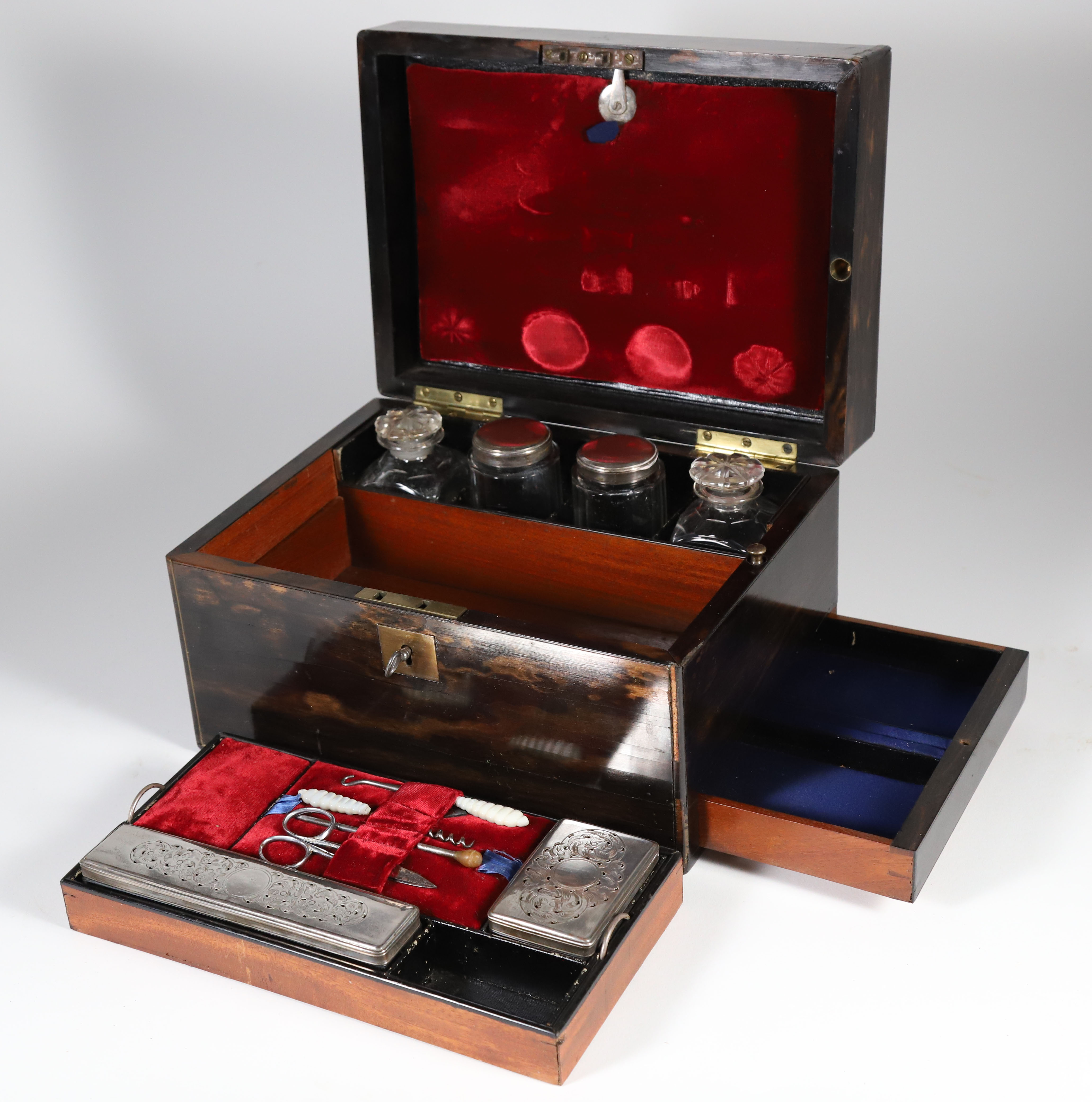 English Coromandel Lady's Traveling Fitted Vanity Box 19th Century ...