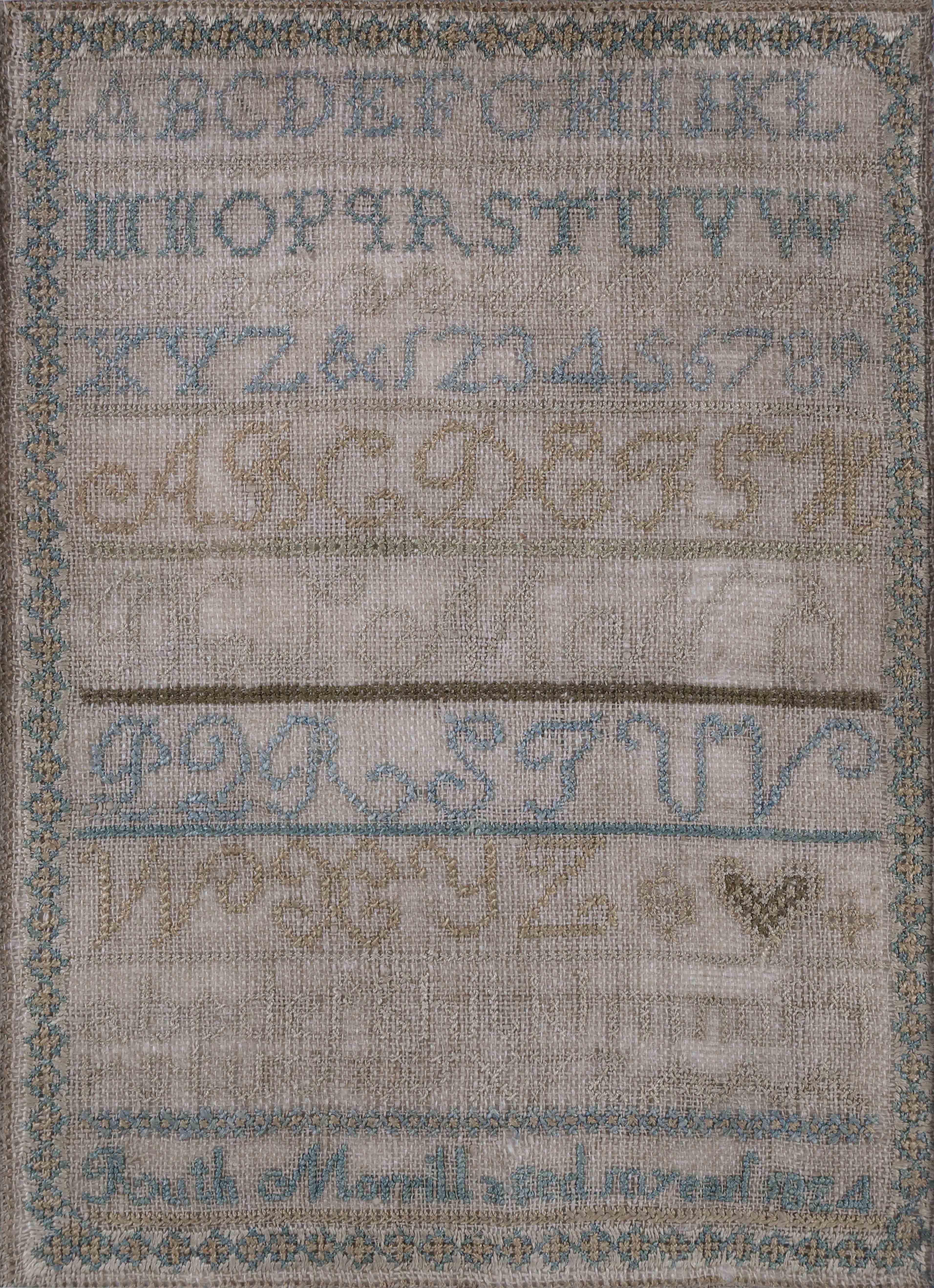 1824 Sampler - Ruth Merrill 1824 School Girl Needlework Sampler ...