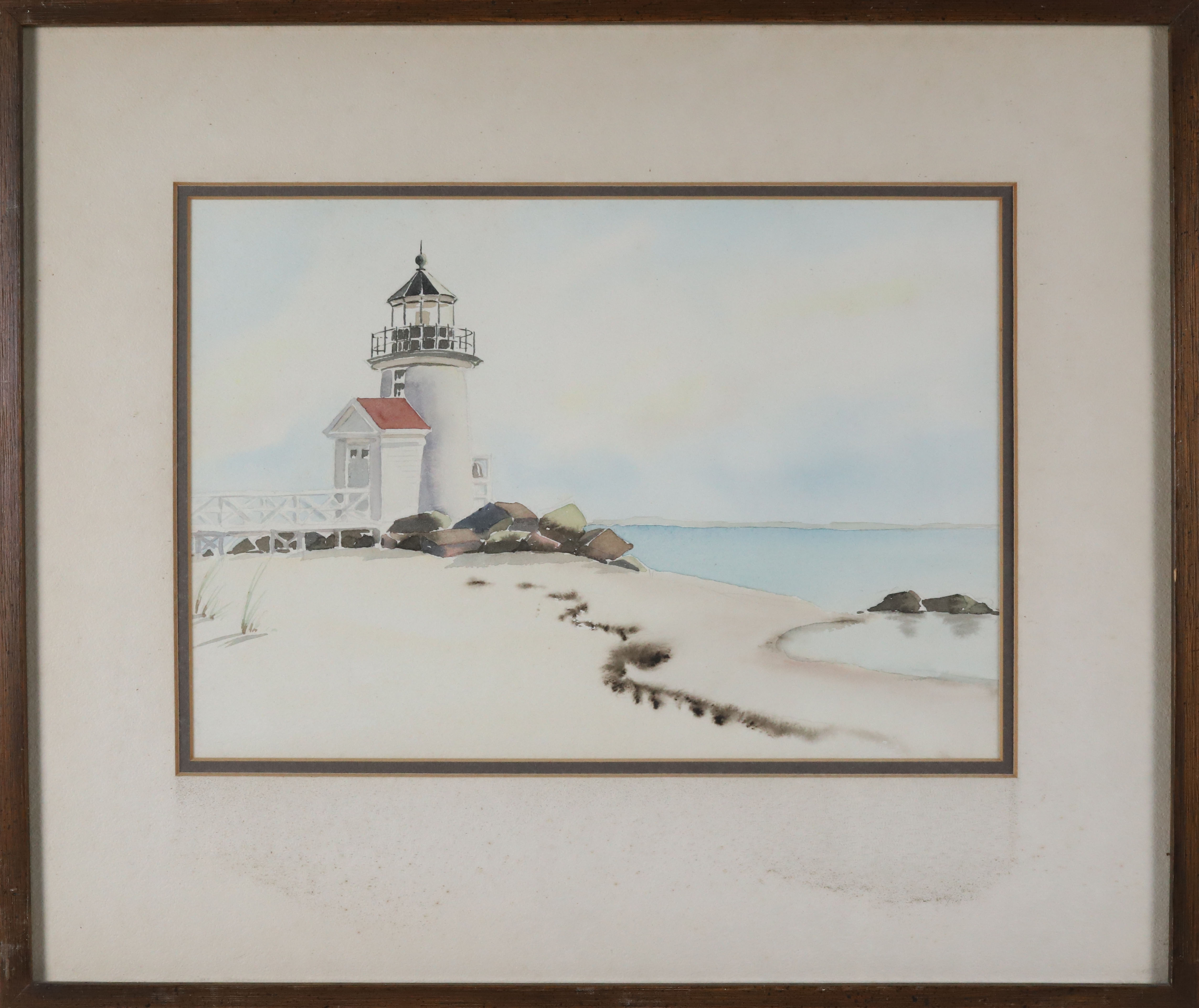 Attributed to Doris Beer Watercolor on Paper "Brant Point Light ...