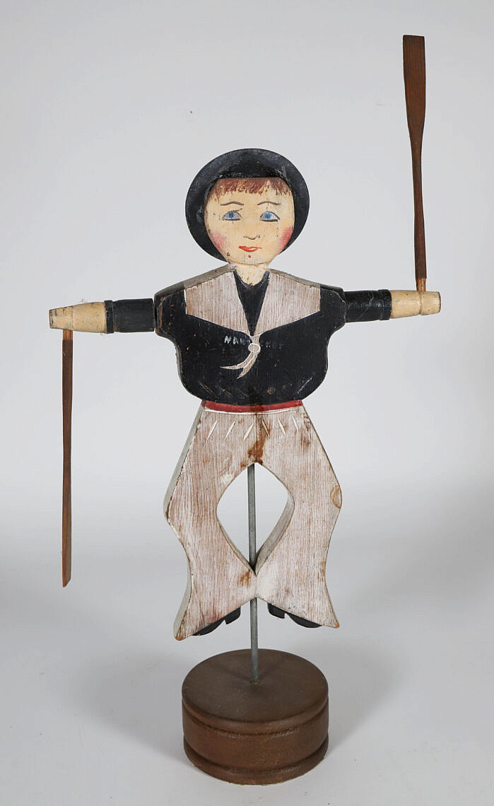 Signed Lincoln J. Ceely Carved and Polychromed Sailor Whirligig ...