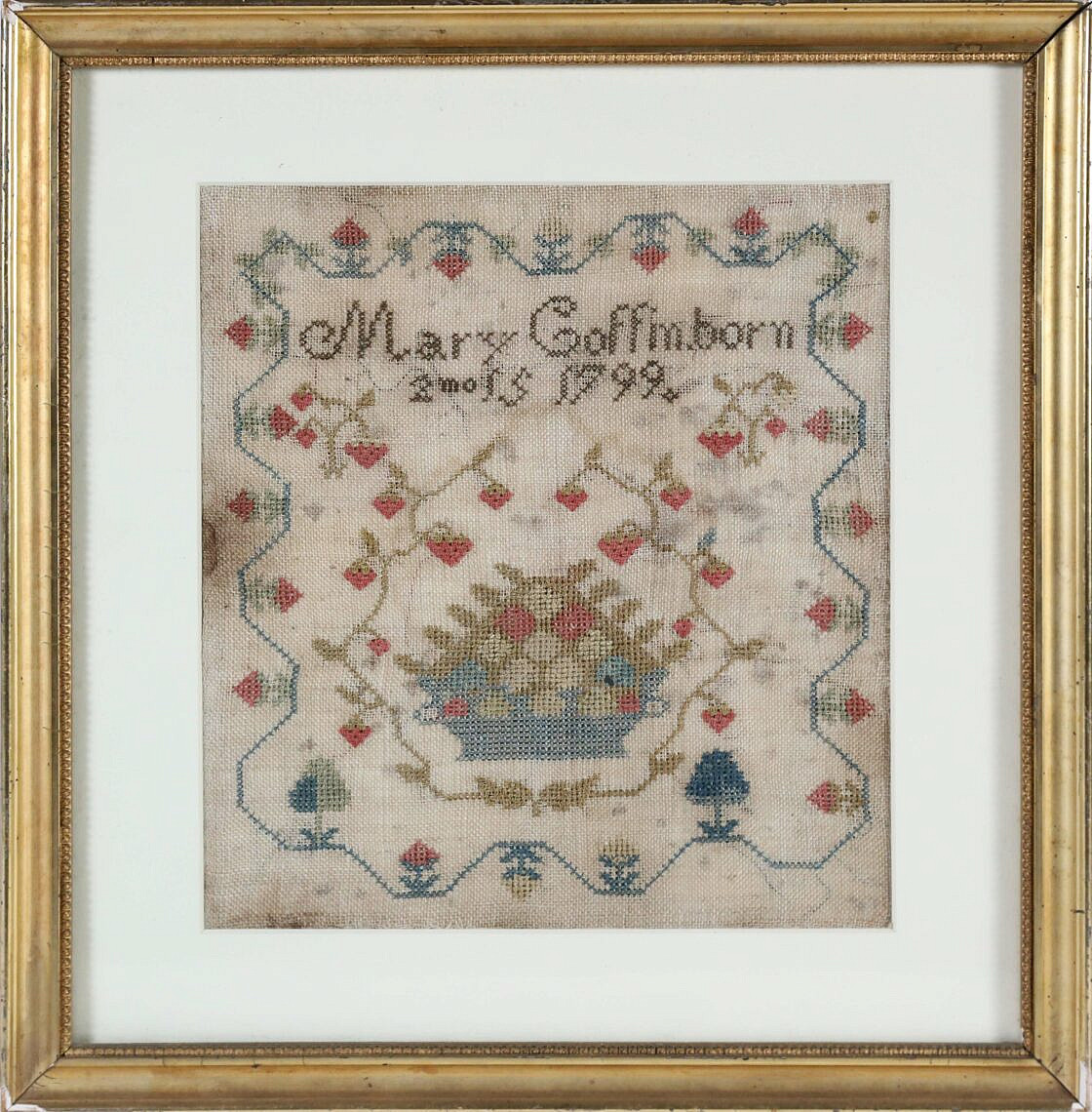 Rare and Scarce Nantucket Sampler Mary Coffin born 2nd Month 5 1799 ...