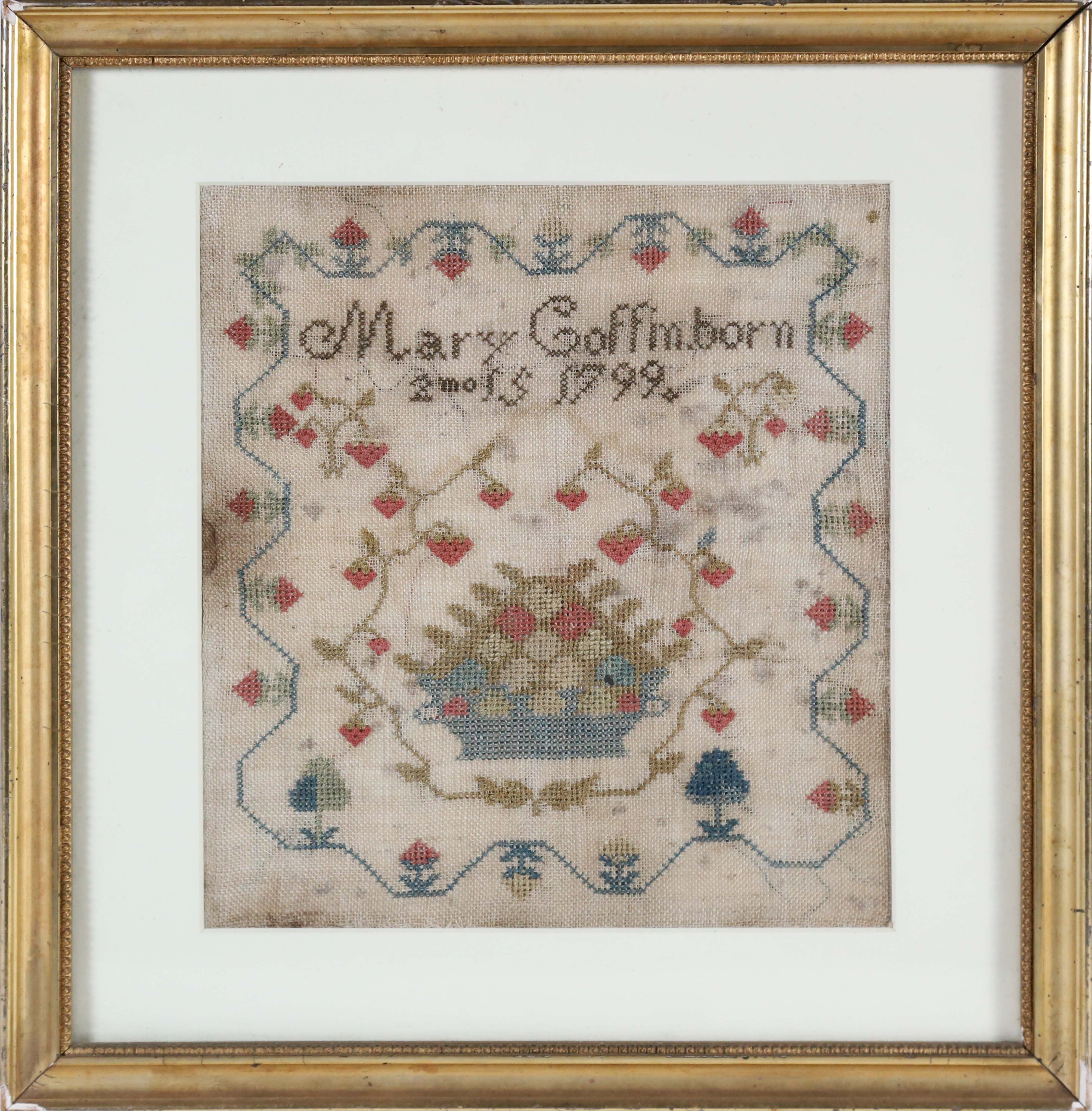 Rare and Scarce Nantucket Sampler Mary Coffin born 2nd Month 5 1799 ...
