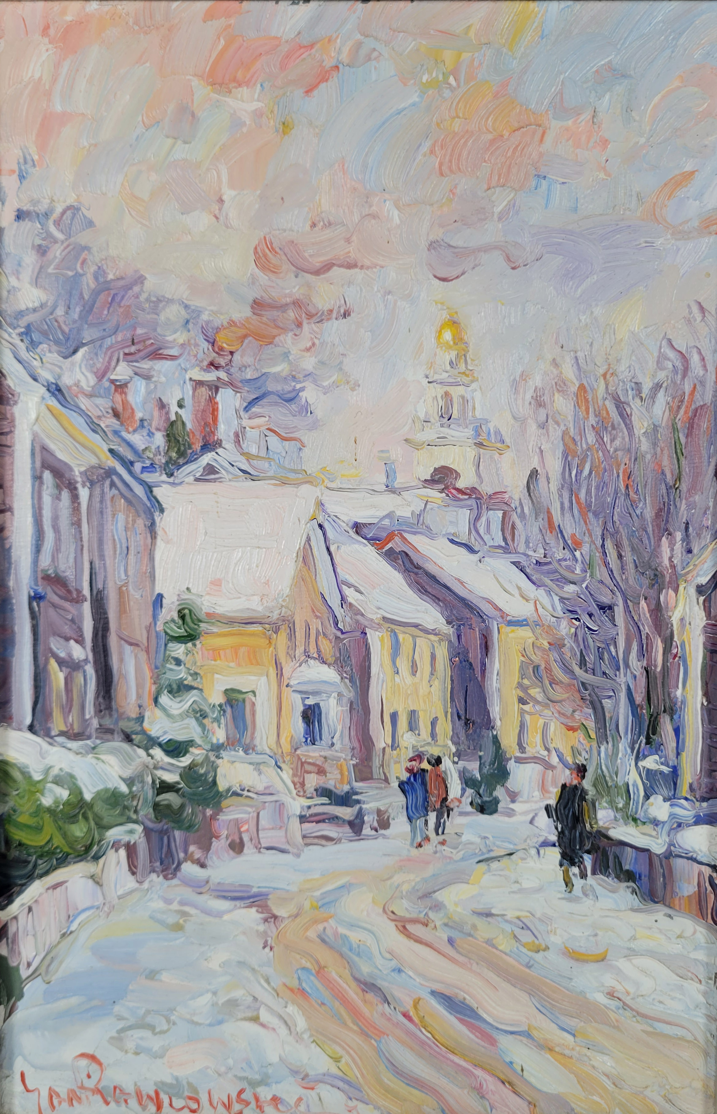 Jan Pawlowski Oil on Canvas View of the Unitarian Church From Union ...