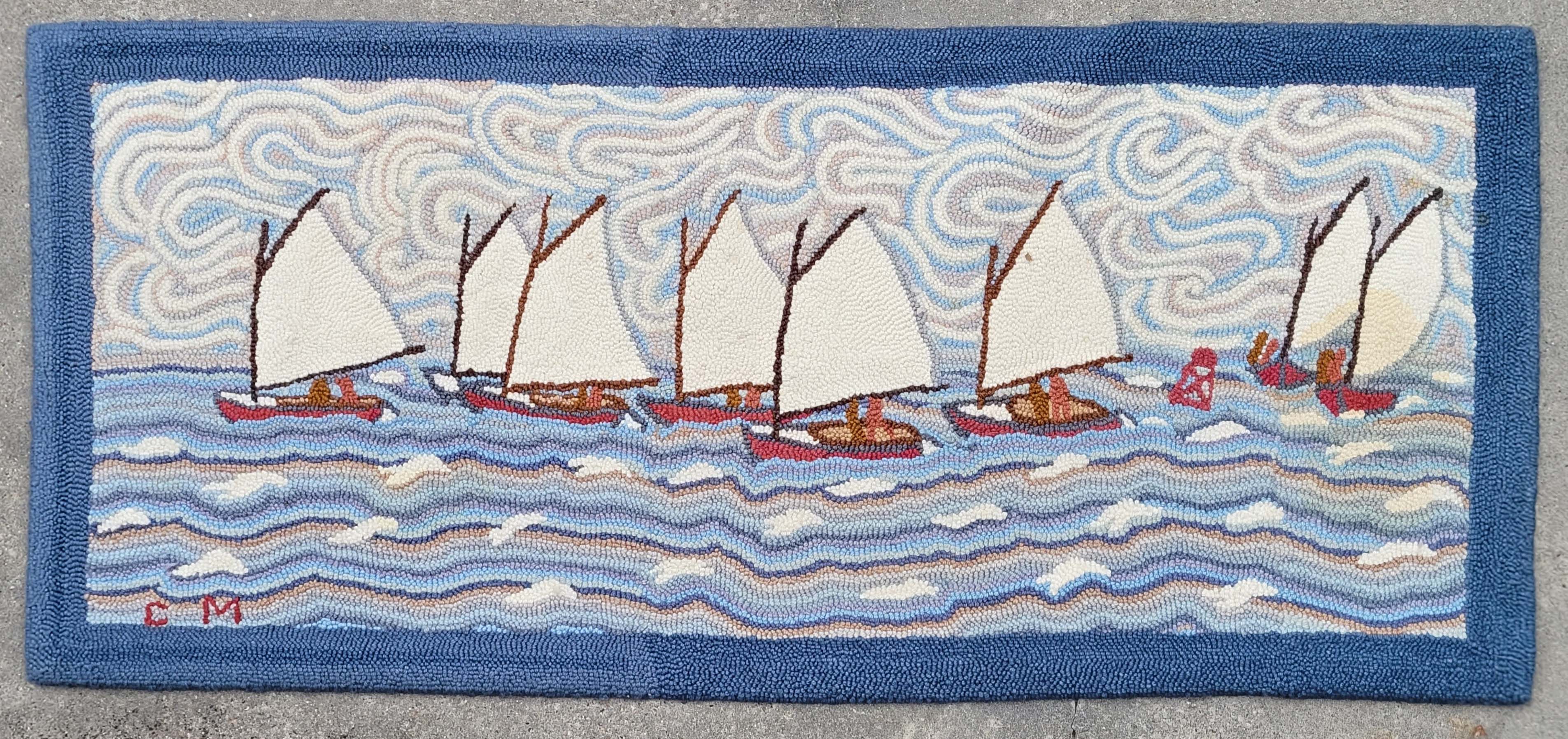 Catboats Hooked Rug - Catboats Hooked Rug - Rafael Osona Auctions ...