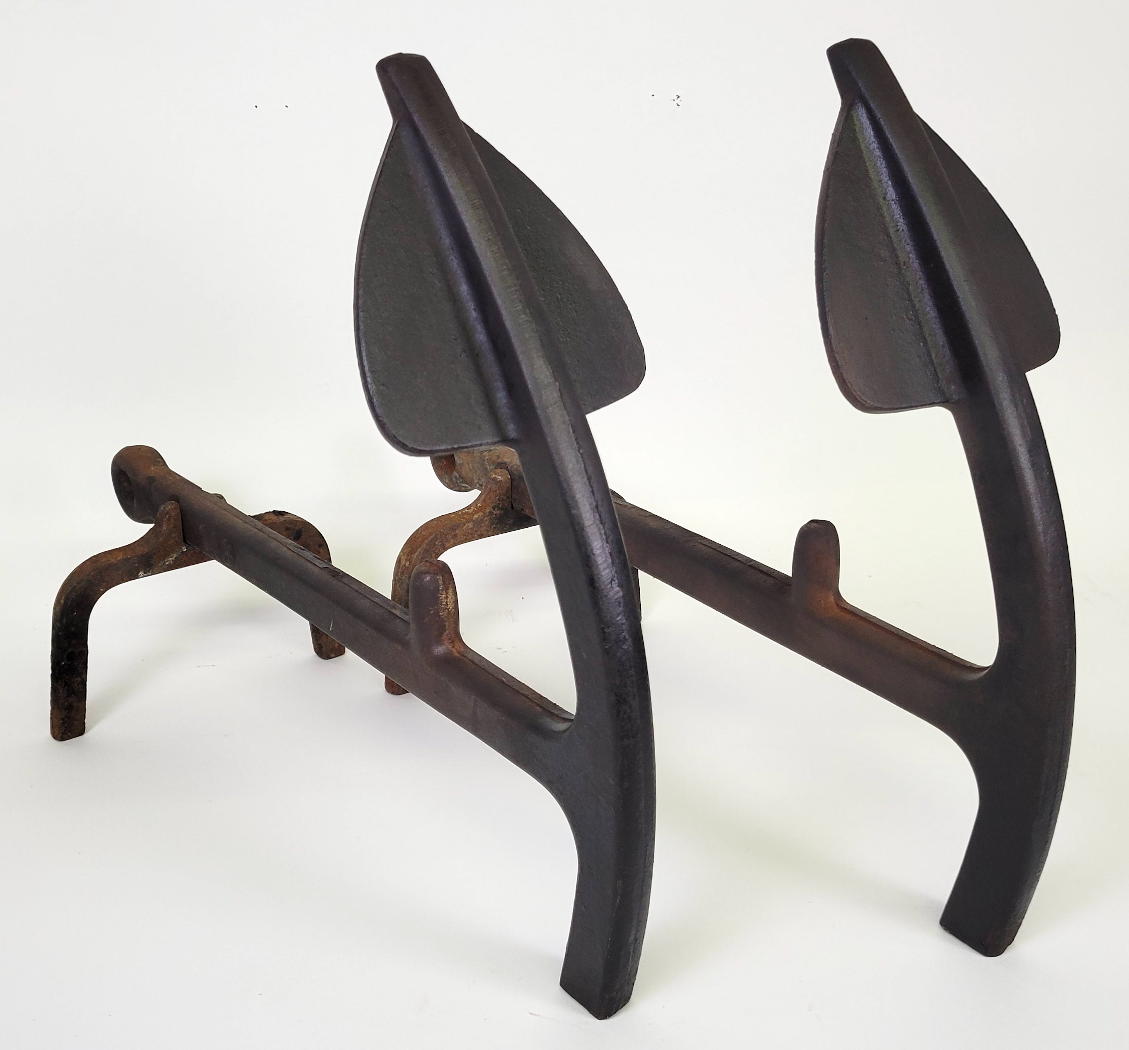 Vintage Cast Iron Nautical Anchor Form Fireplace Andirons - Vintage ...
