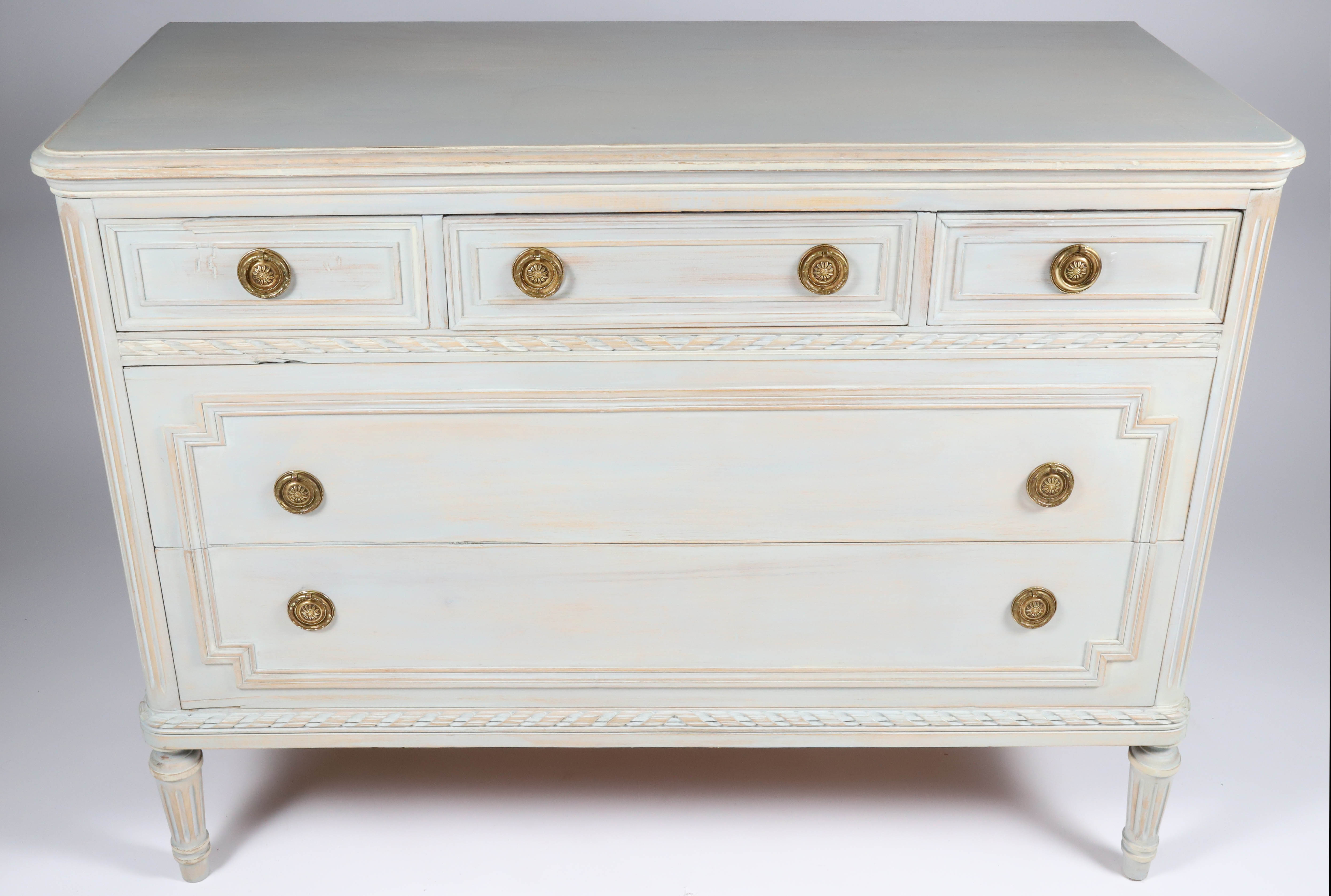 Vintage Gustavian Style White Washed Chest of Drawers - Vintage ...