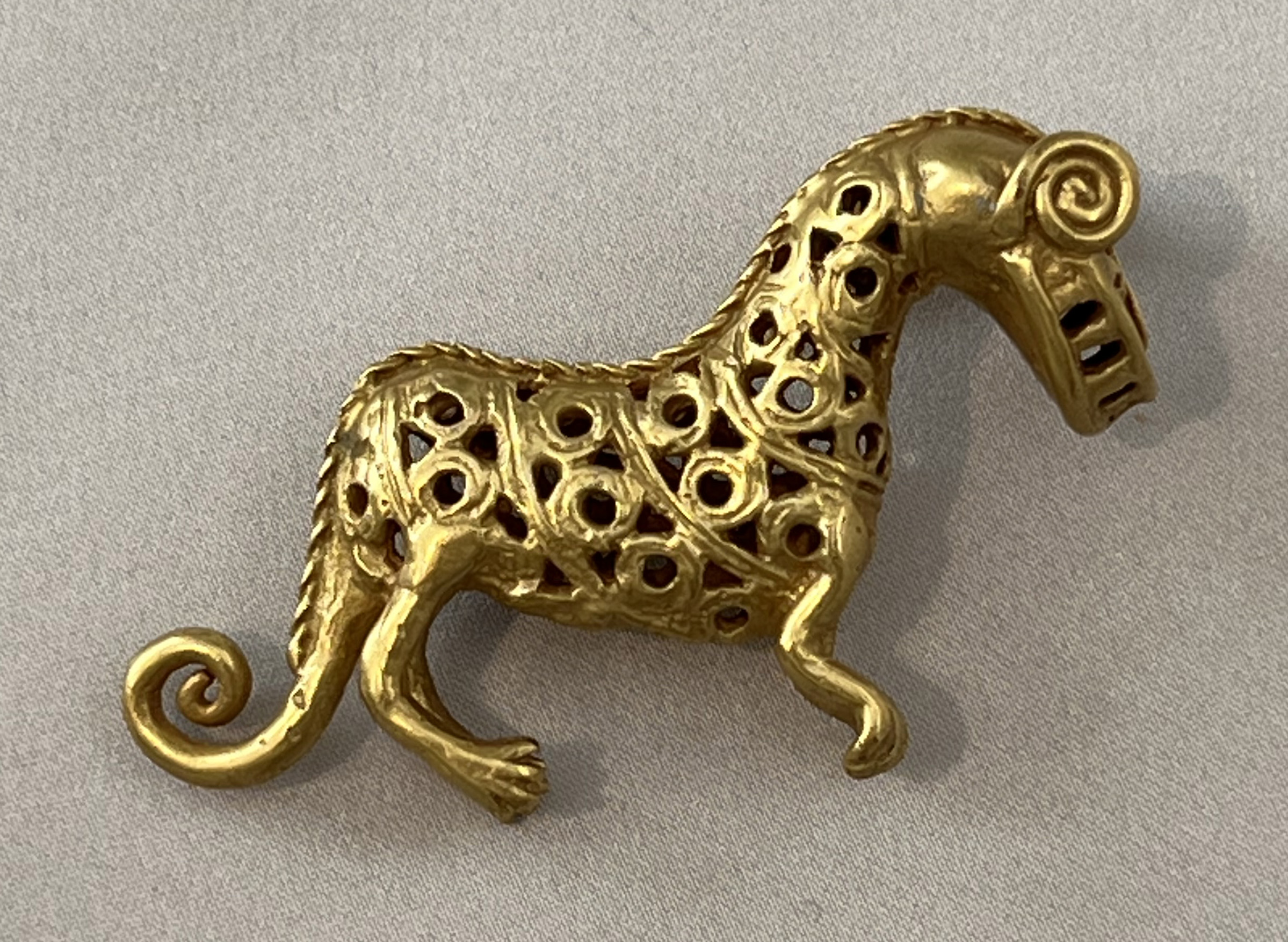 24K Gold Plated Pierced Body Stylized Horse Brooch - Rafael Osona ...