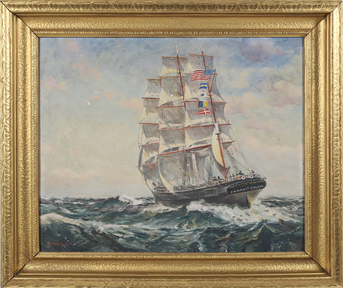 Alfred Addy Oil on Board "Portrait of the Clipper Panay Salem" - Alfred ...