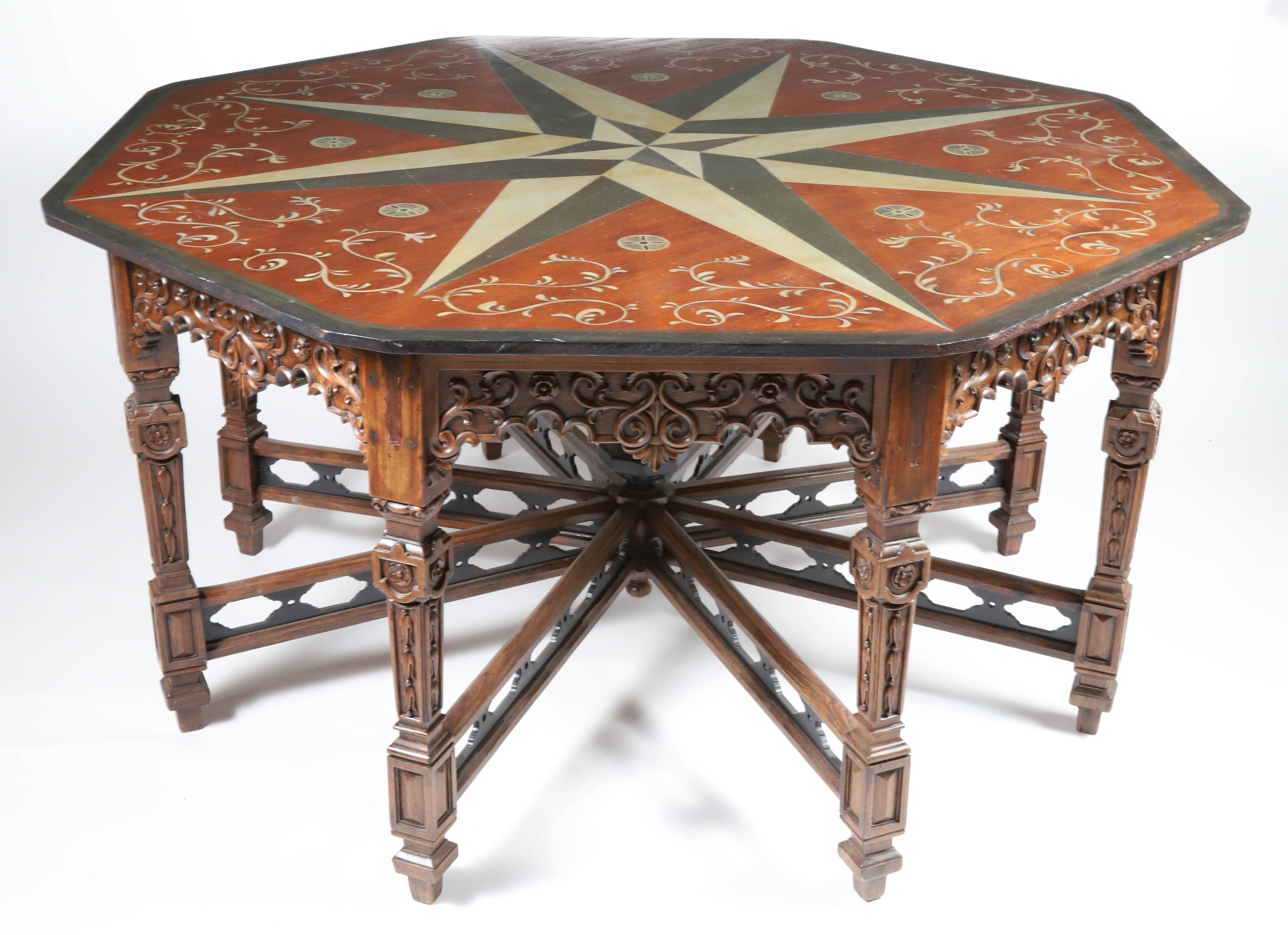 Rajasthan India Carved Octagonal Center Table - Rajasthan India Carved Octagonal Center Table ...