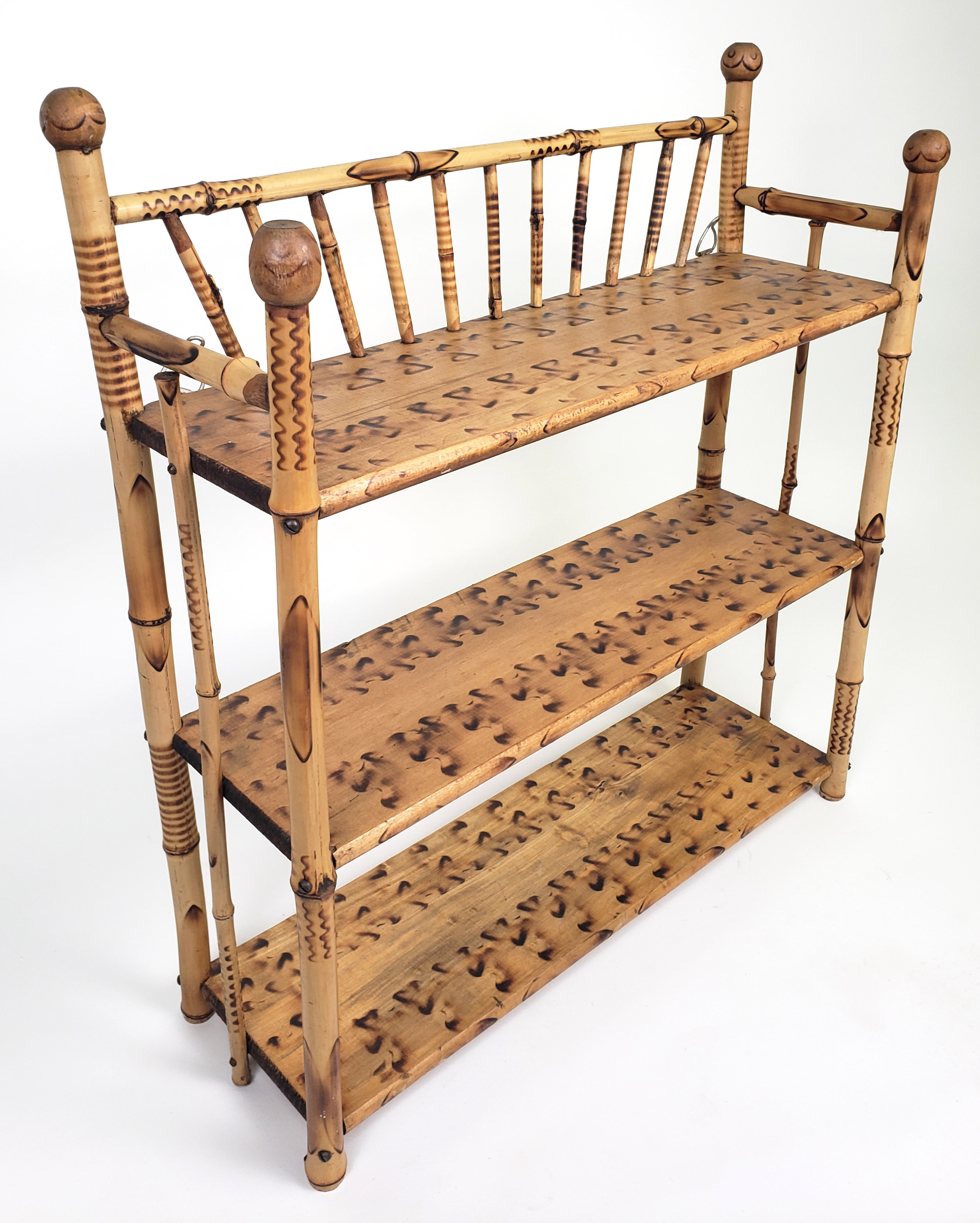 Vintage Bamboo Hanging Shelf - Vintage English Bamboo Three-Tier ...