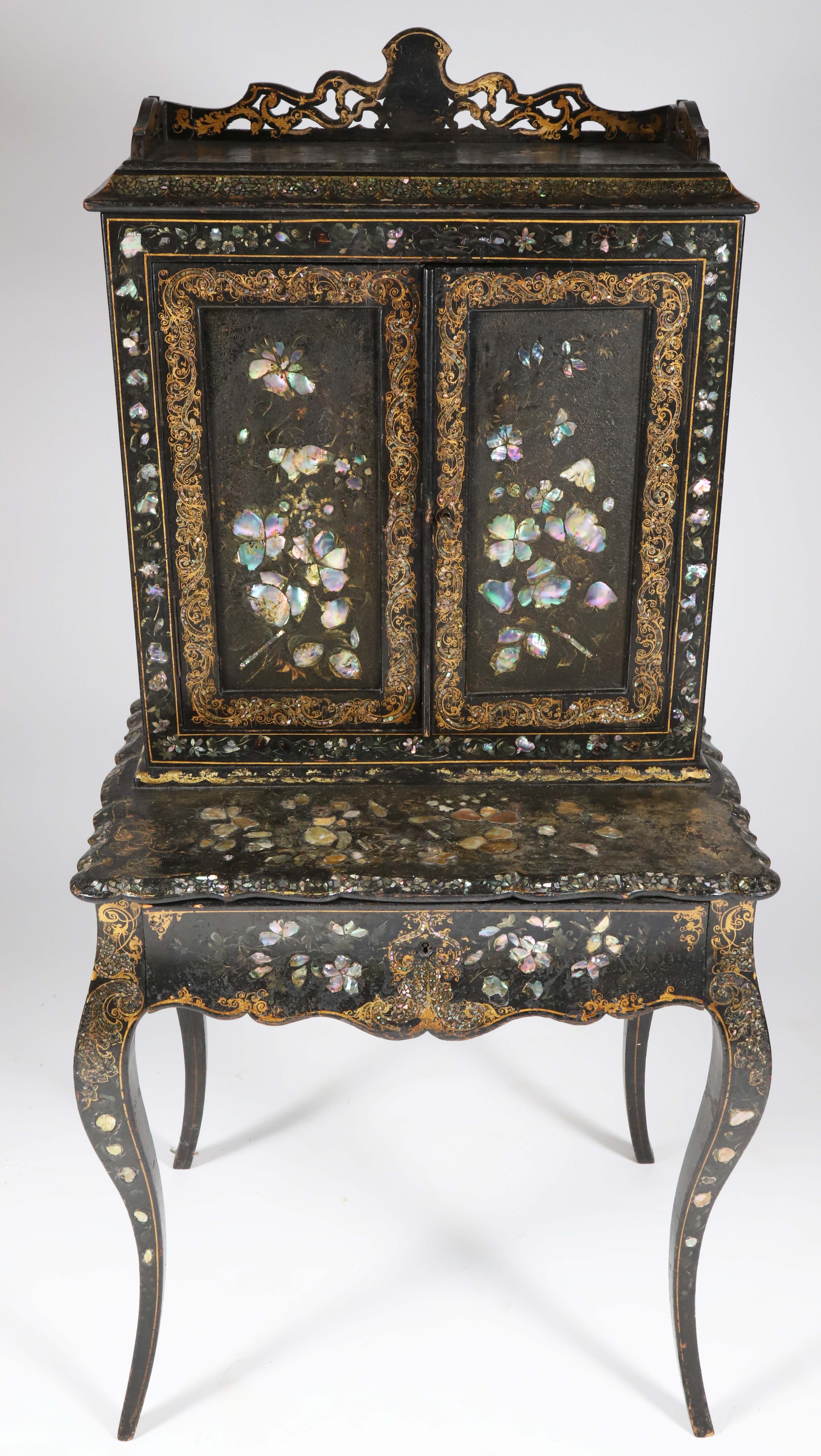 Continental Ladies Mother of Pearl Inlaid Cabinet 19th Century - Maison ...