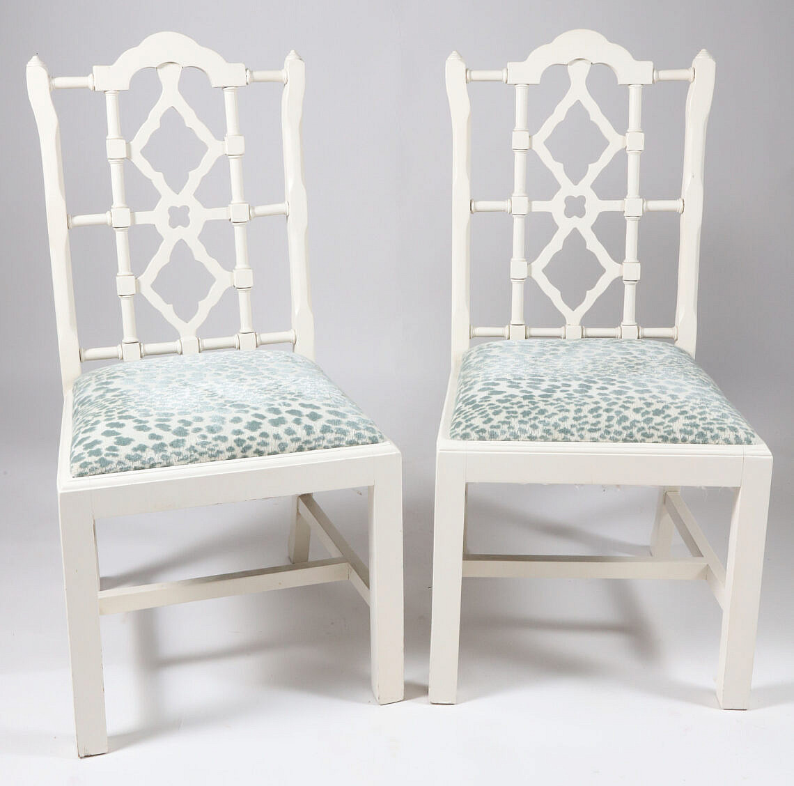 Pair of Trellis-Back Side Chairs with Upholstered Slip Seats - Pair of ...