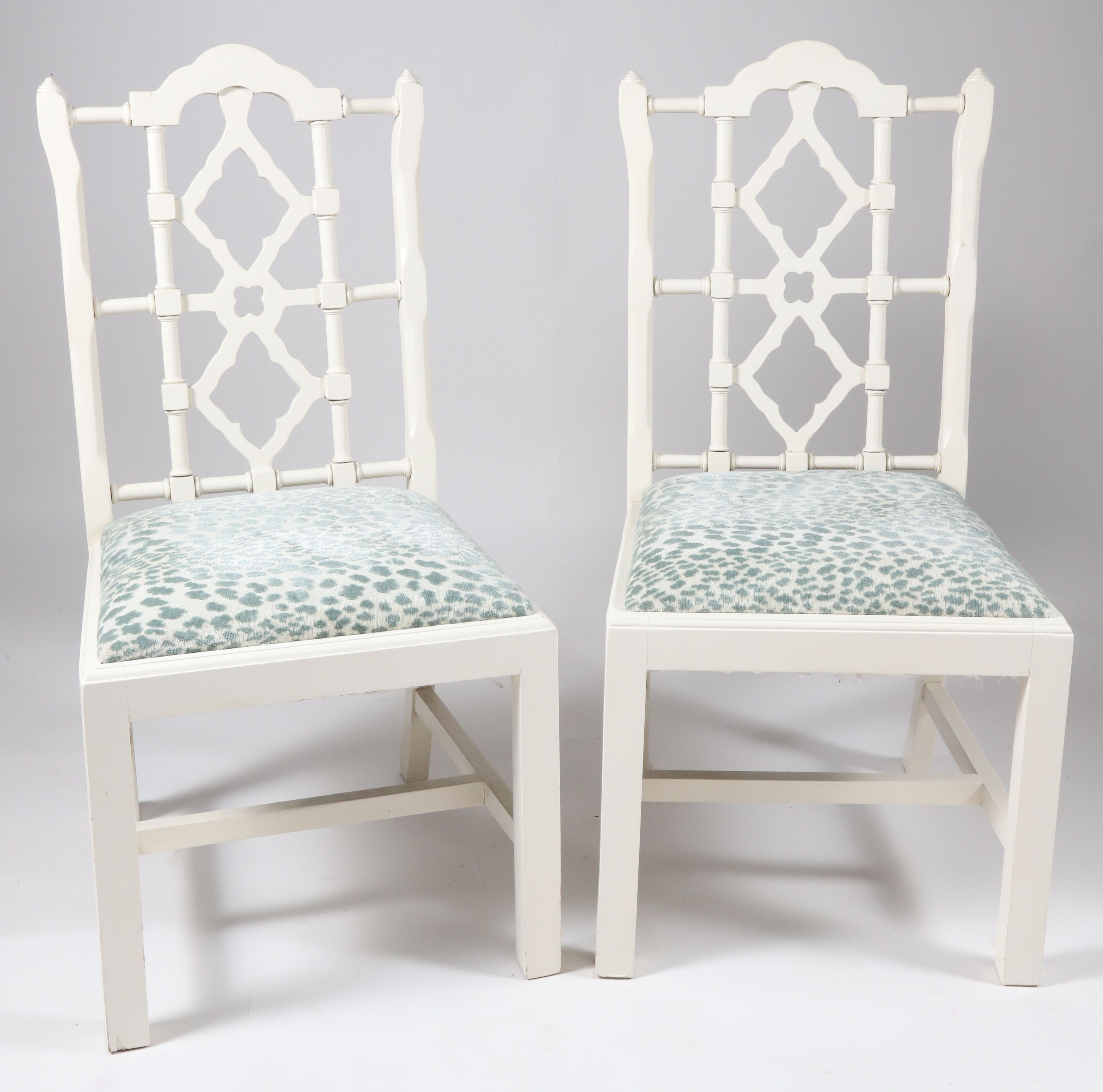 Pair of Trellis-Back Side Chairs with Upholstered Slip Seats - Pair of Trellis-Back Side Chairs ...
