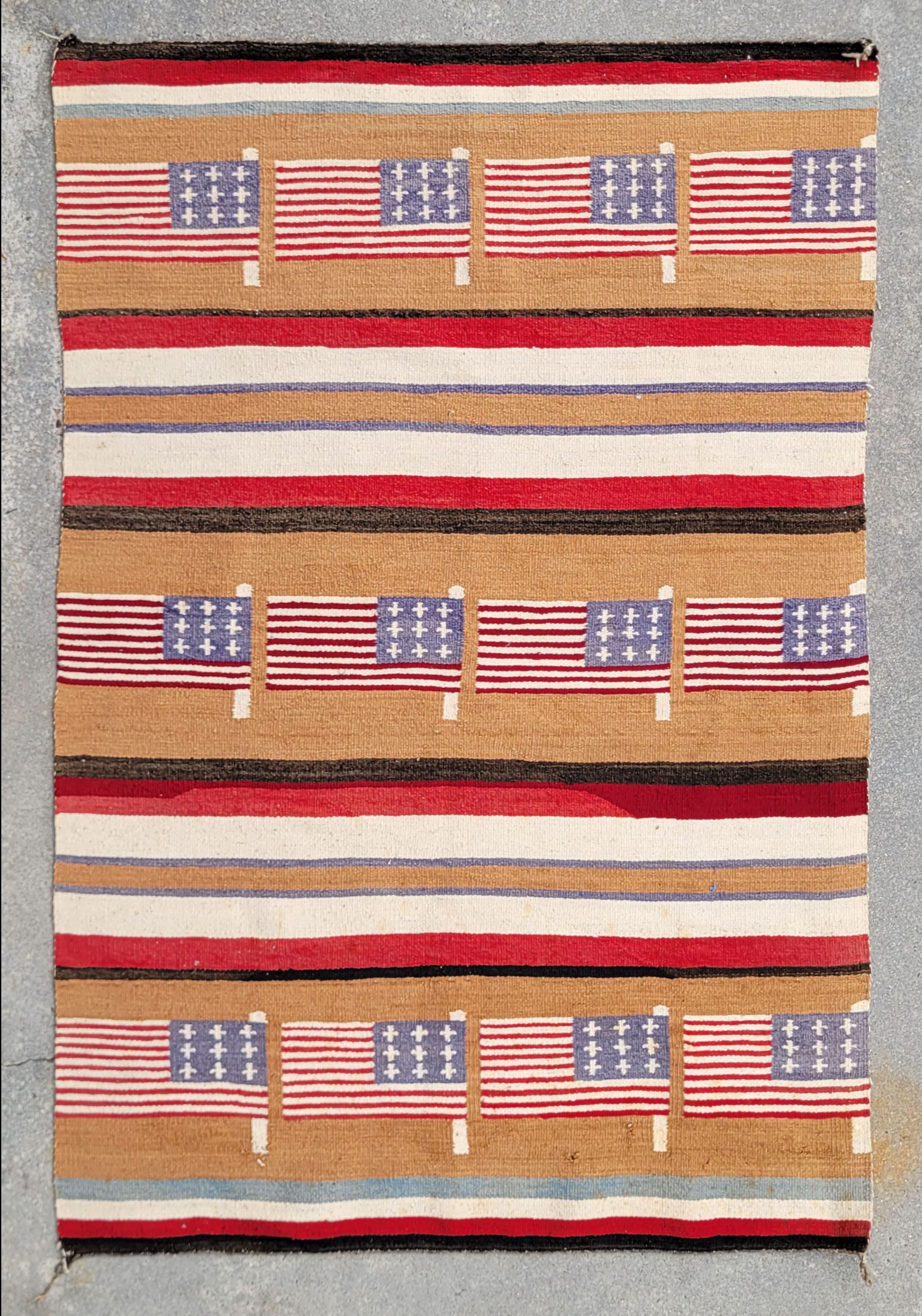 Navajo Twelve American Flags Woven Wool Rug - Navajo "Twelve American ...