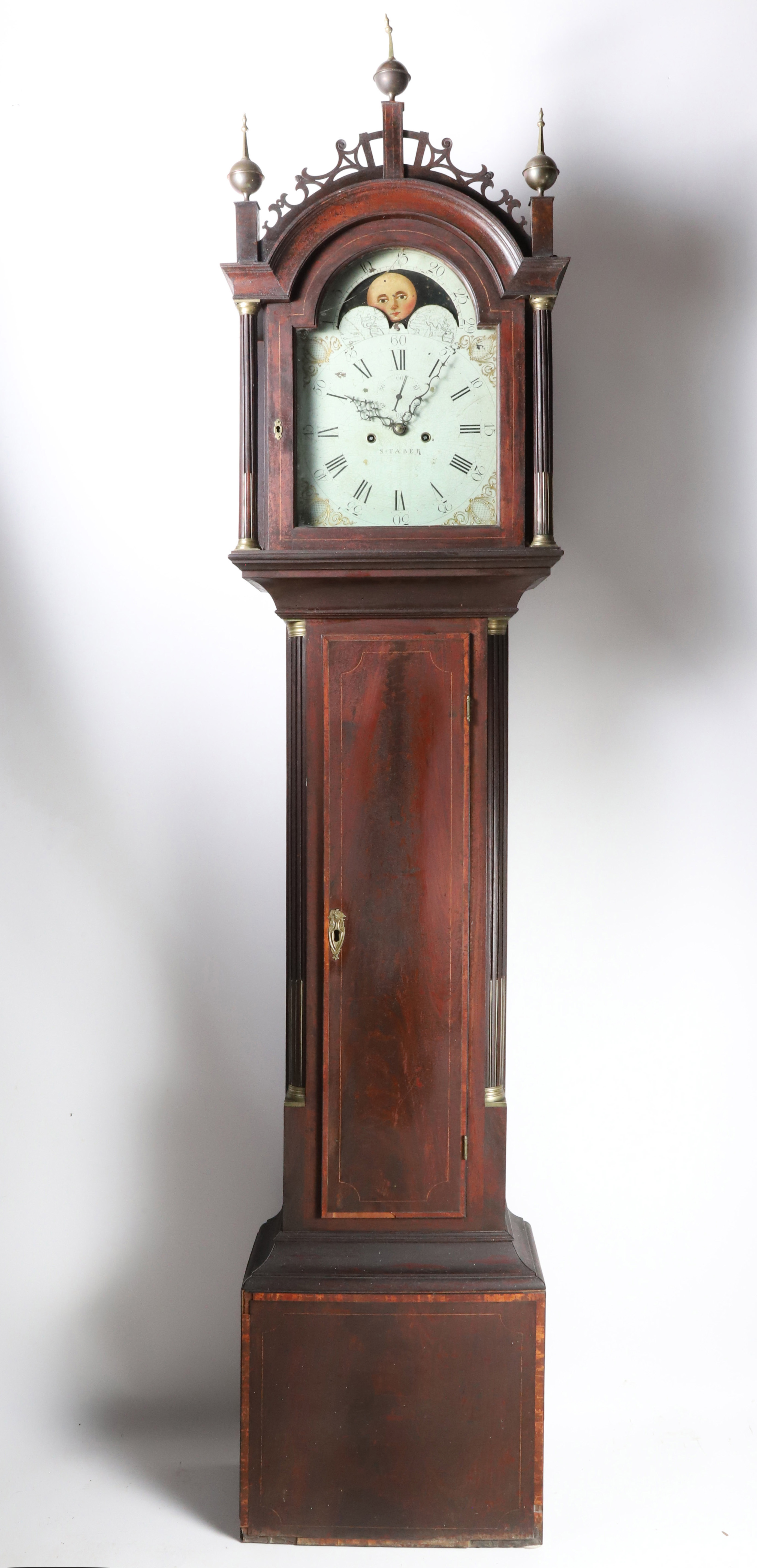Stephen Taber (1777-1862) Inlaid Mahogany Tall Case Clock in a Roxbury ...