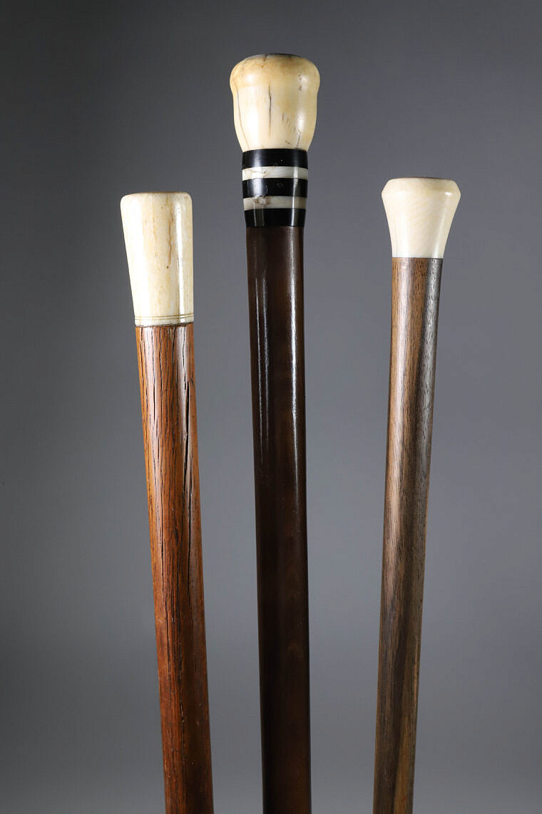 A Group of Antique Walrus Ivory Knob Walking Sticks - A Group of ...