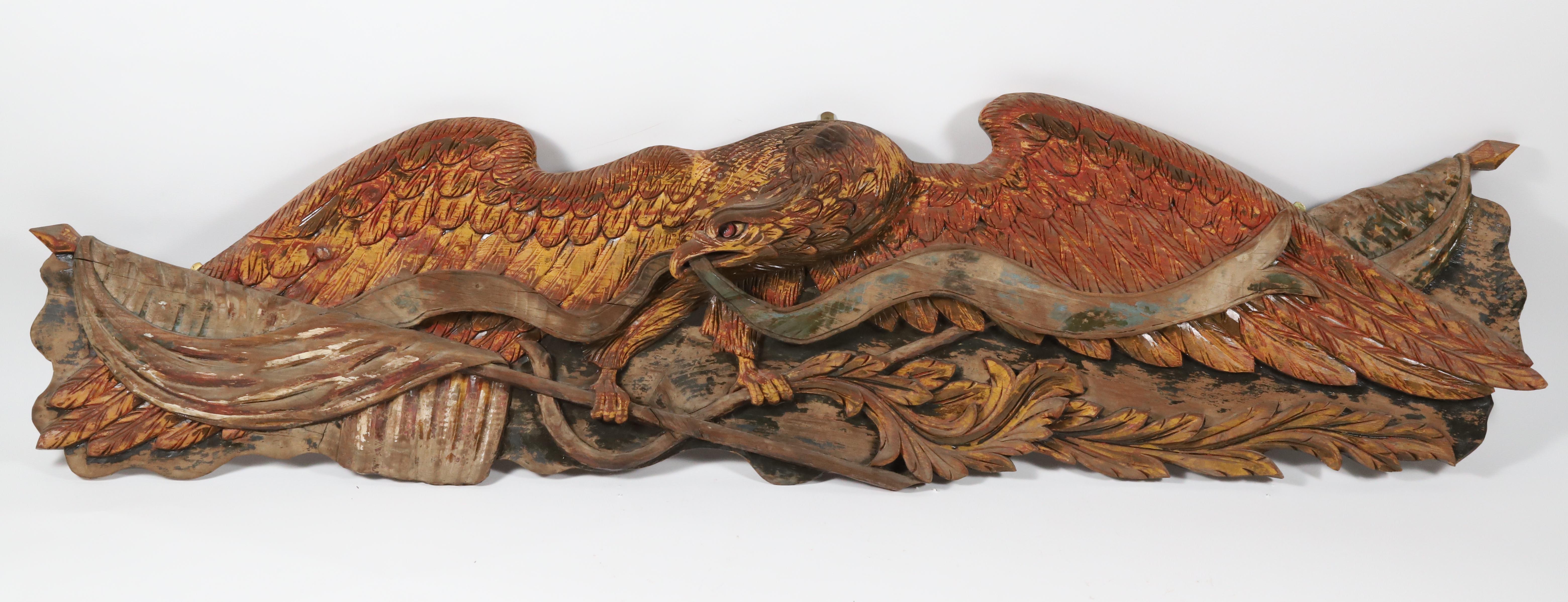 Large Carved American Spread Winged Eagle Plaque - Large Vintage Carved ...