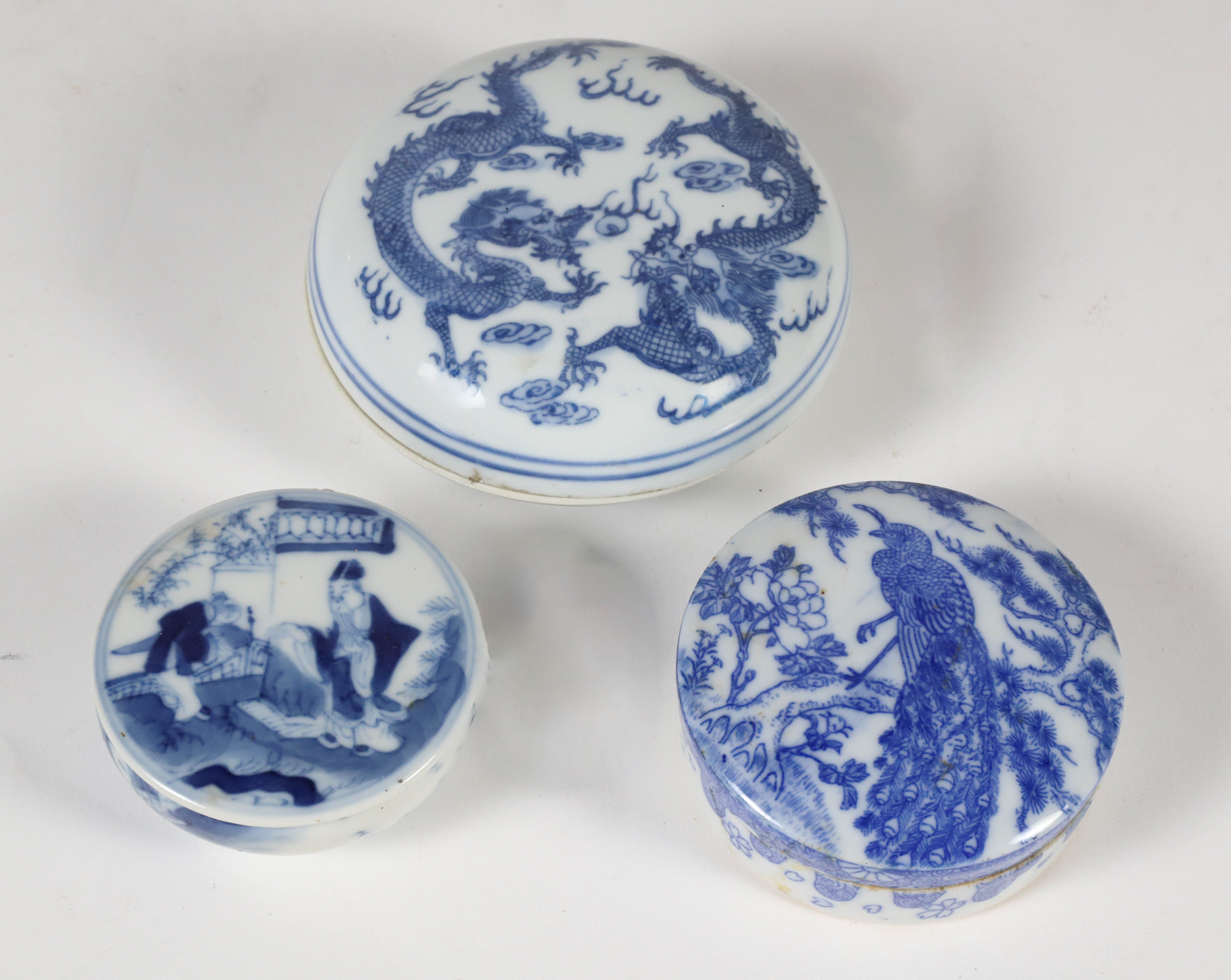 Three Chinese Porcelain Miniature Covered Round Boxes - Three Chinese ...