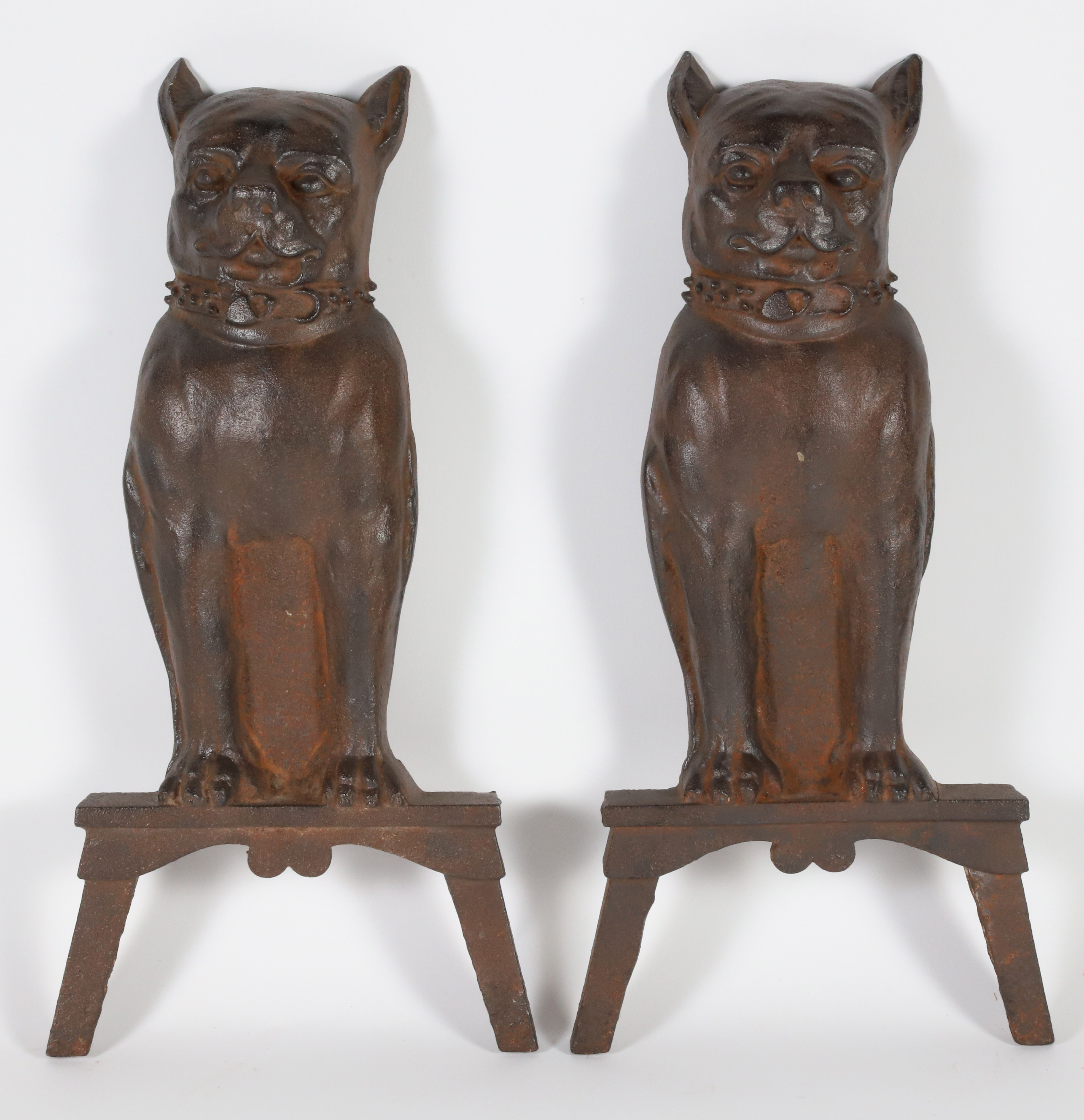 Pair of Cast Iron Bull Dog Andirons - Pair of Cast Iron Bull Dog ...