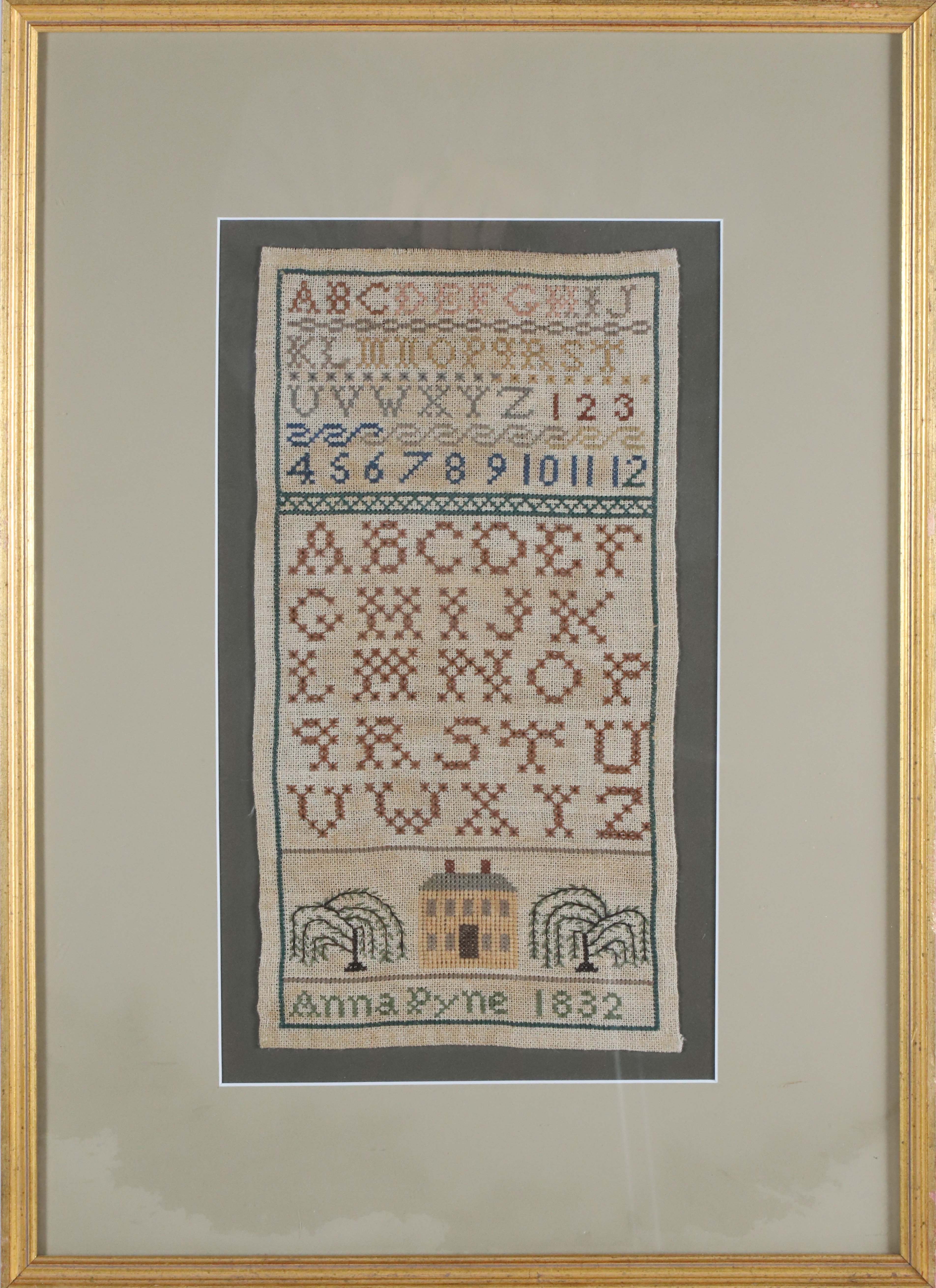 Framed School Girl Needlework Sampler "Anna Pyne 1832" - Framed School ...