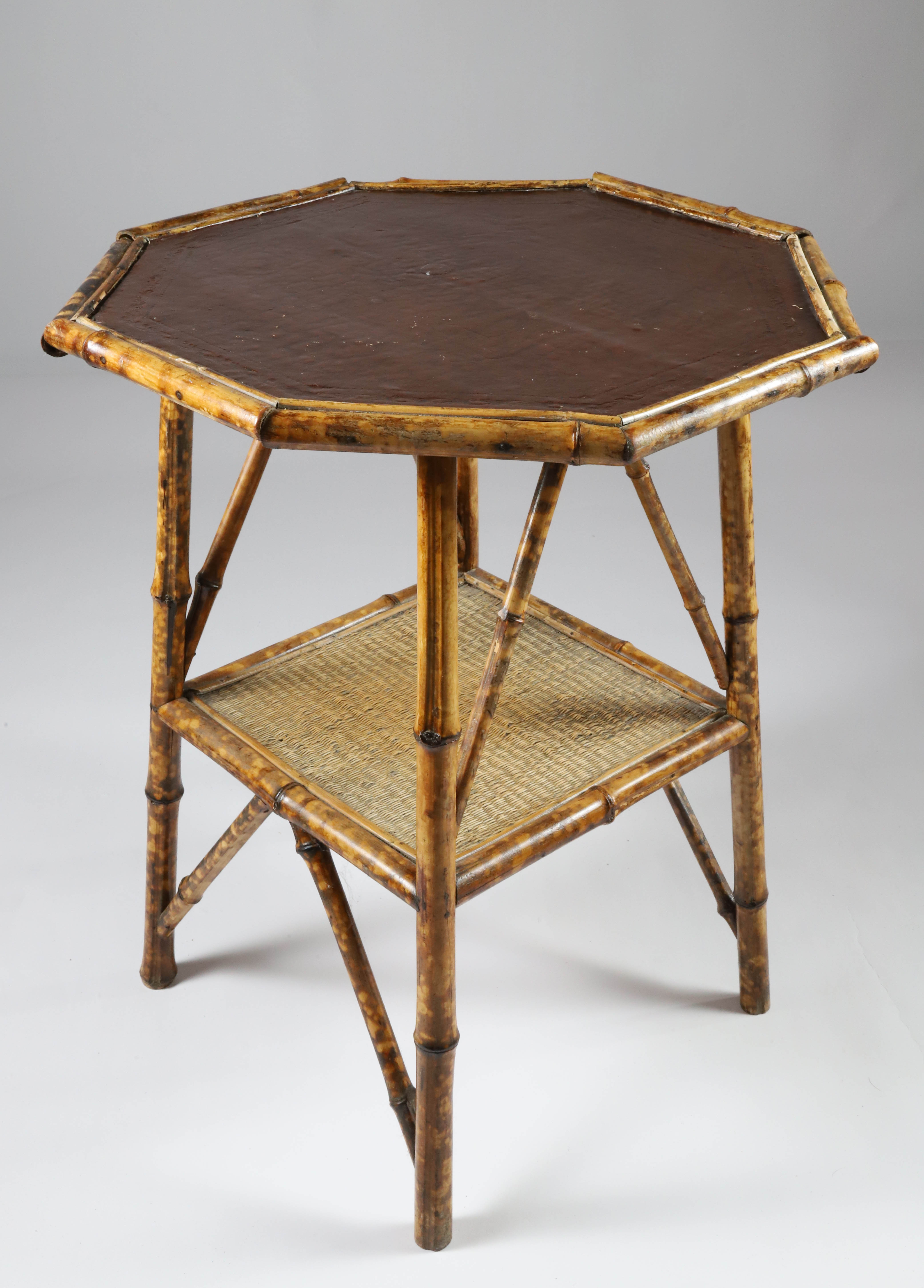 Antique "Tortoise Shell" Bamboo Octogonal Two-Tier Stand - Antique ...