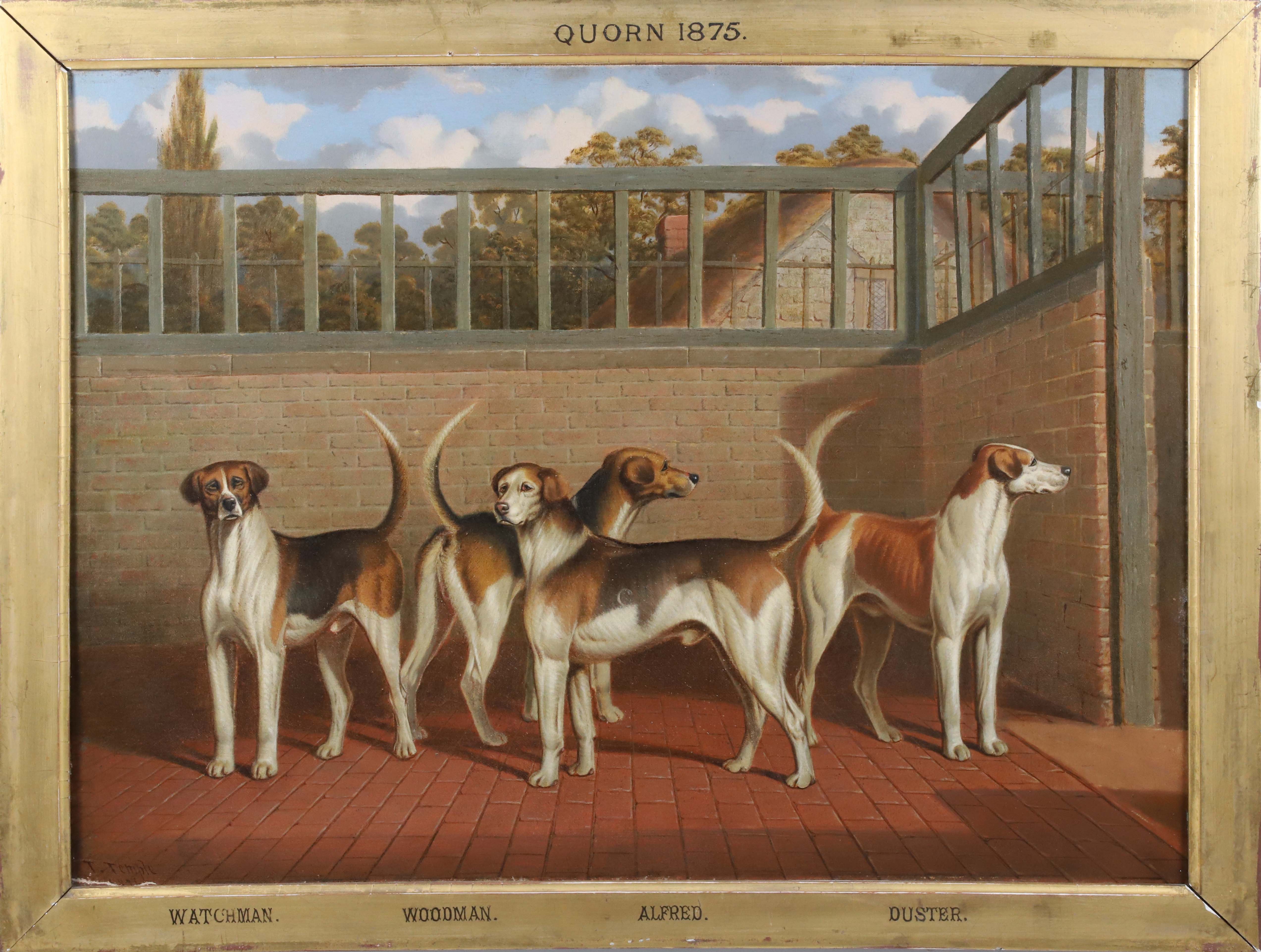 Thomas Temple Oil on Canvas "Quorn 1875" "Portrait of the Hounds ...