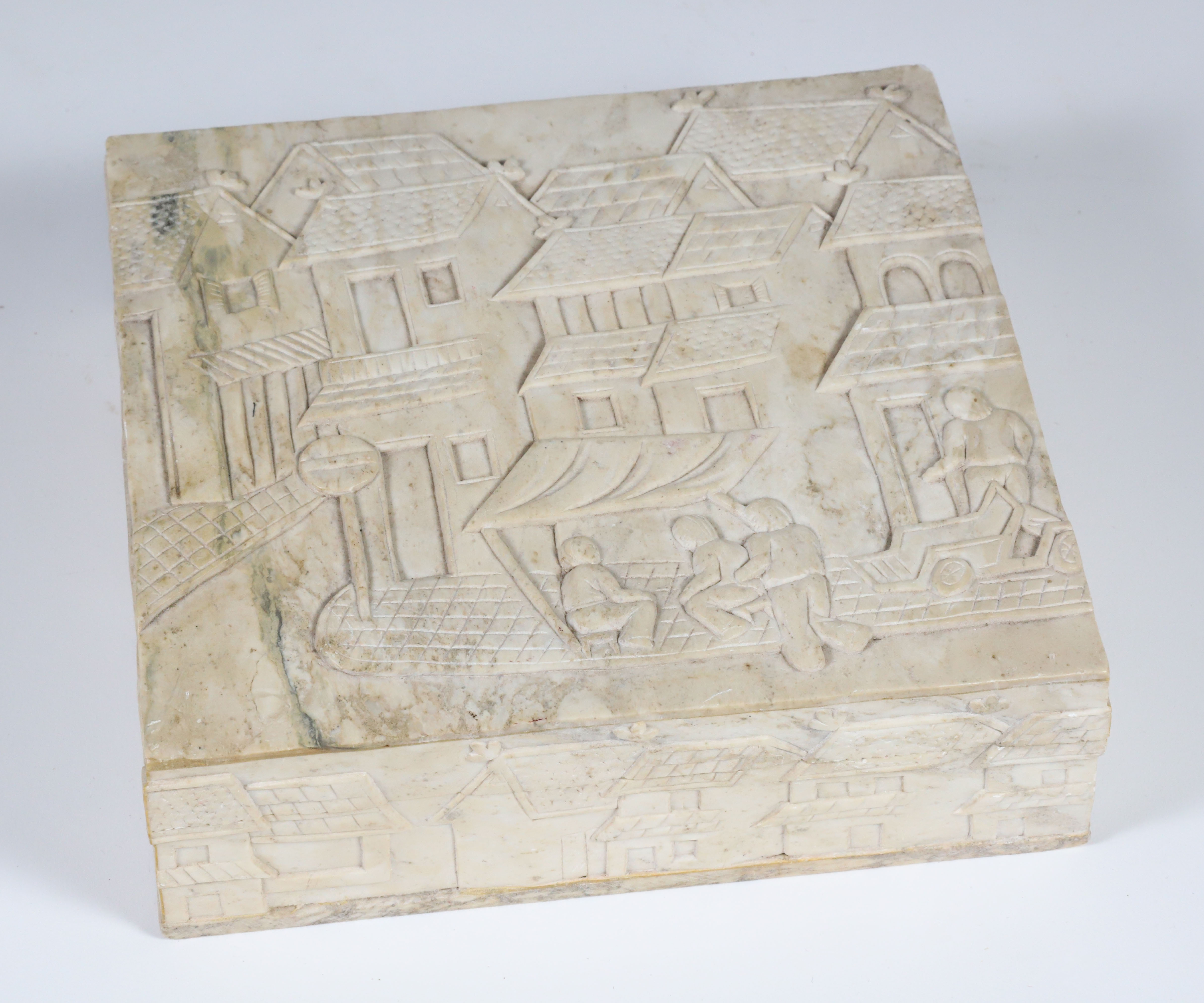 Hand Carved White Soapstone Box - Hand Carved White Soapstone Box with ...