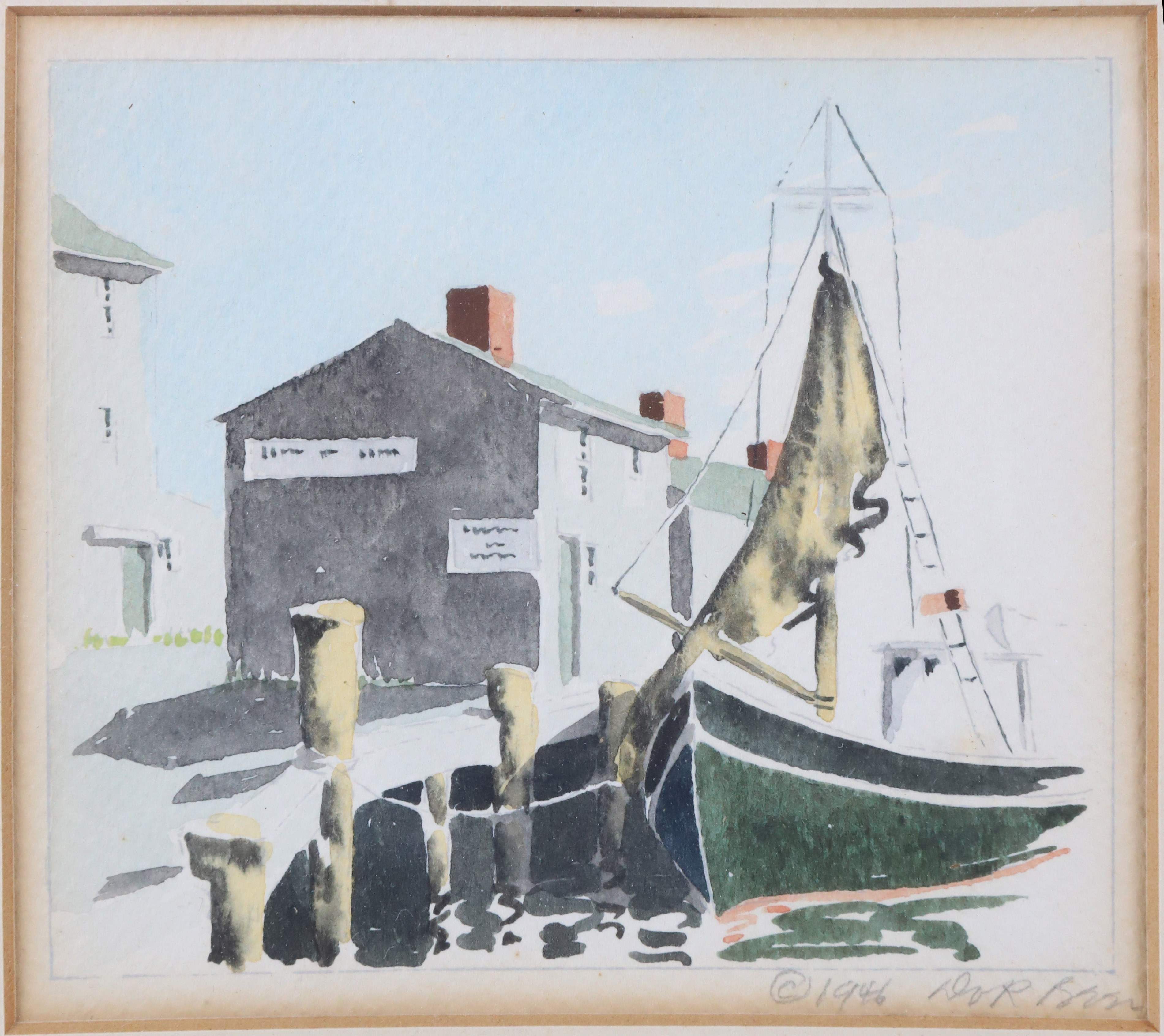 Doris and Richard Beers (1898-1967 & 1893-1959) Watercolor on Paper ...