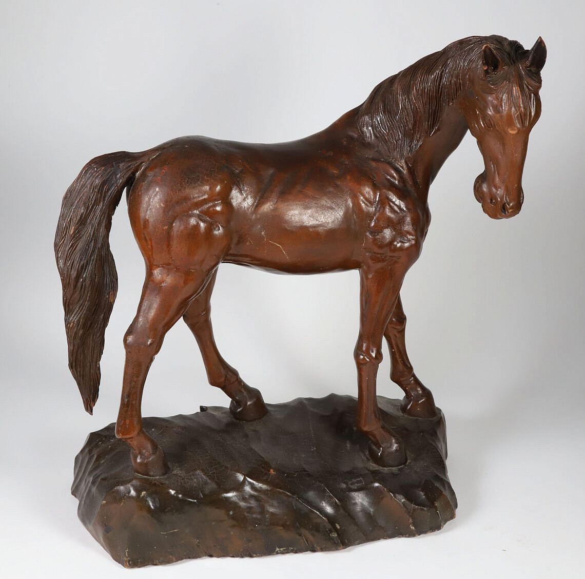 Carved Wood Horse Stallion Sculpture - Carved Wood Stallion Sculpture ...
