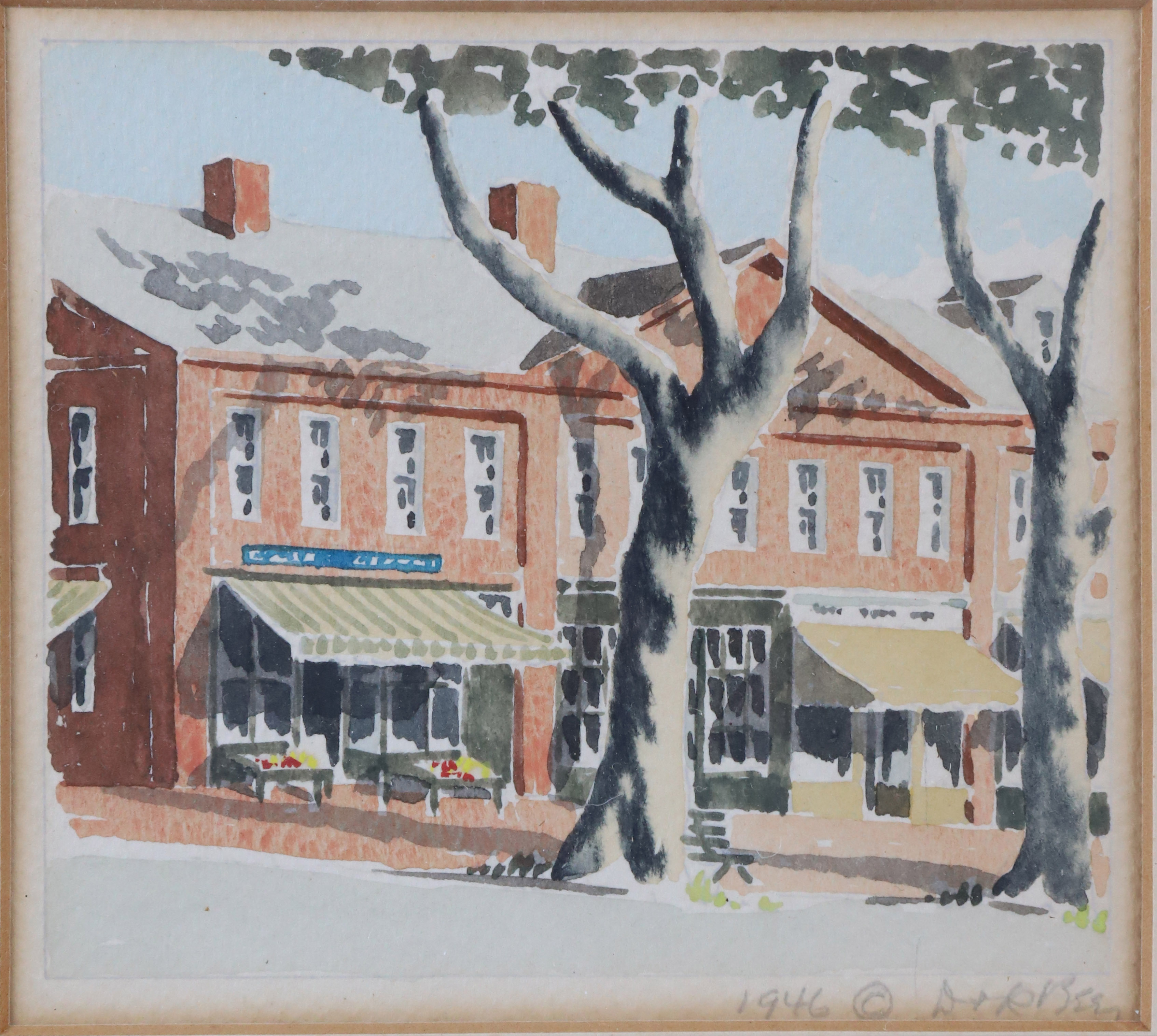 Doris and Richard Beers (1898-1967 & 1893-1959) Watercolor on Paper ...