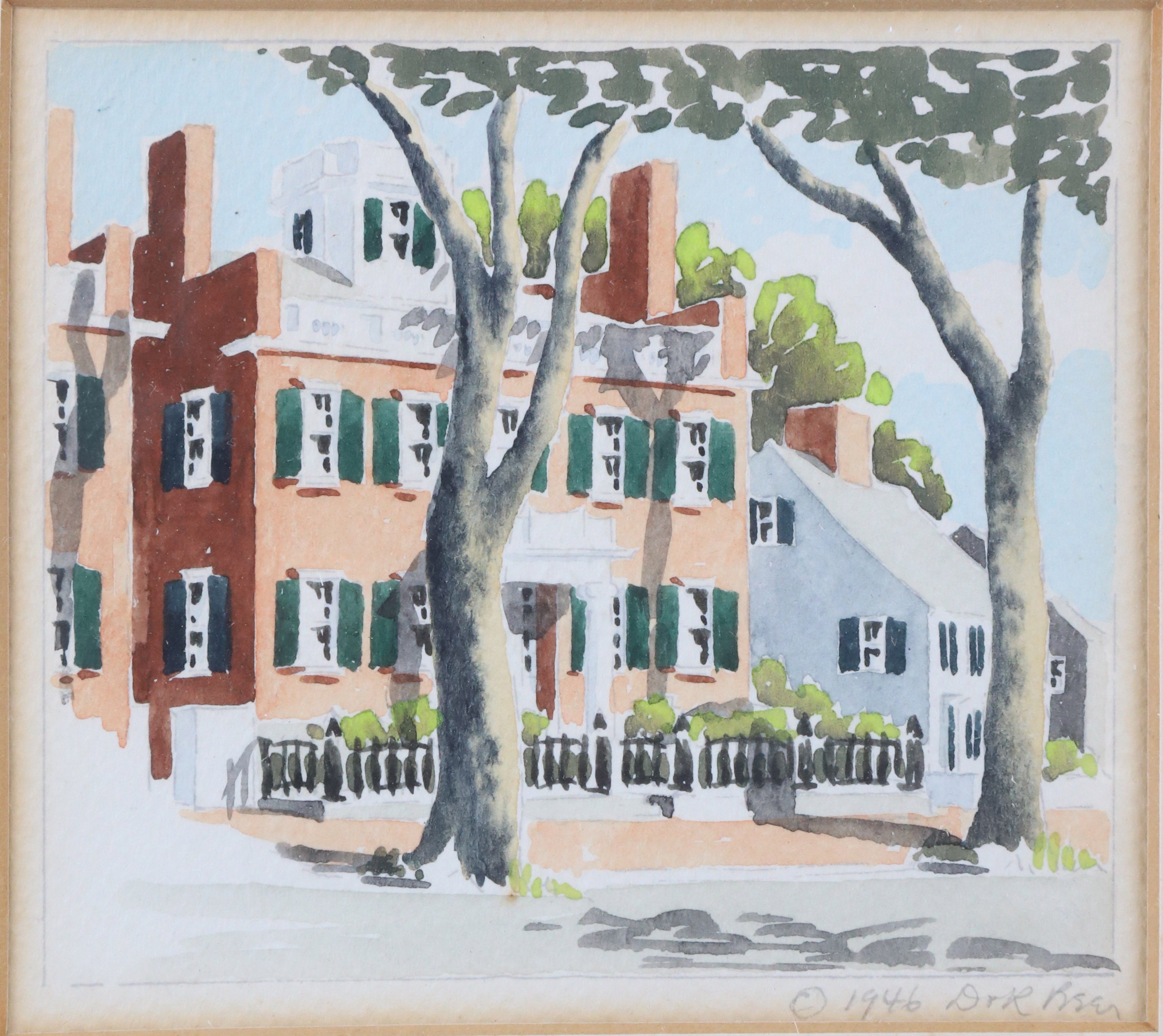 Doris and Richard Beers (1898-1967 & 1893-1959) Watercolor on Paper ...