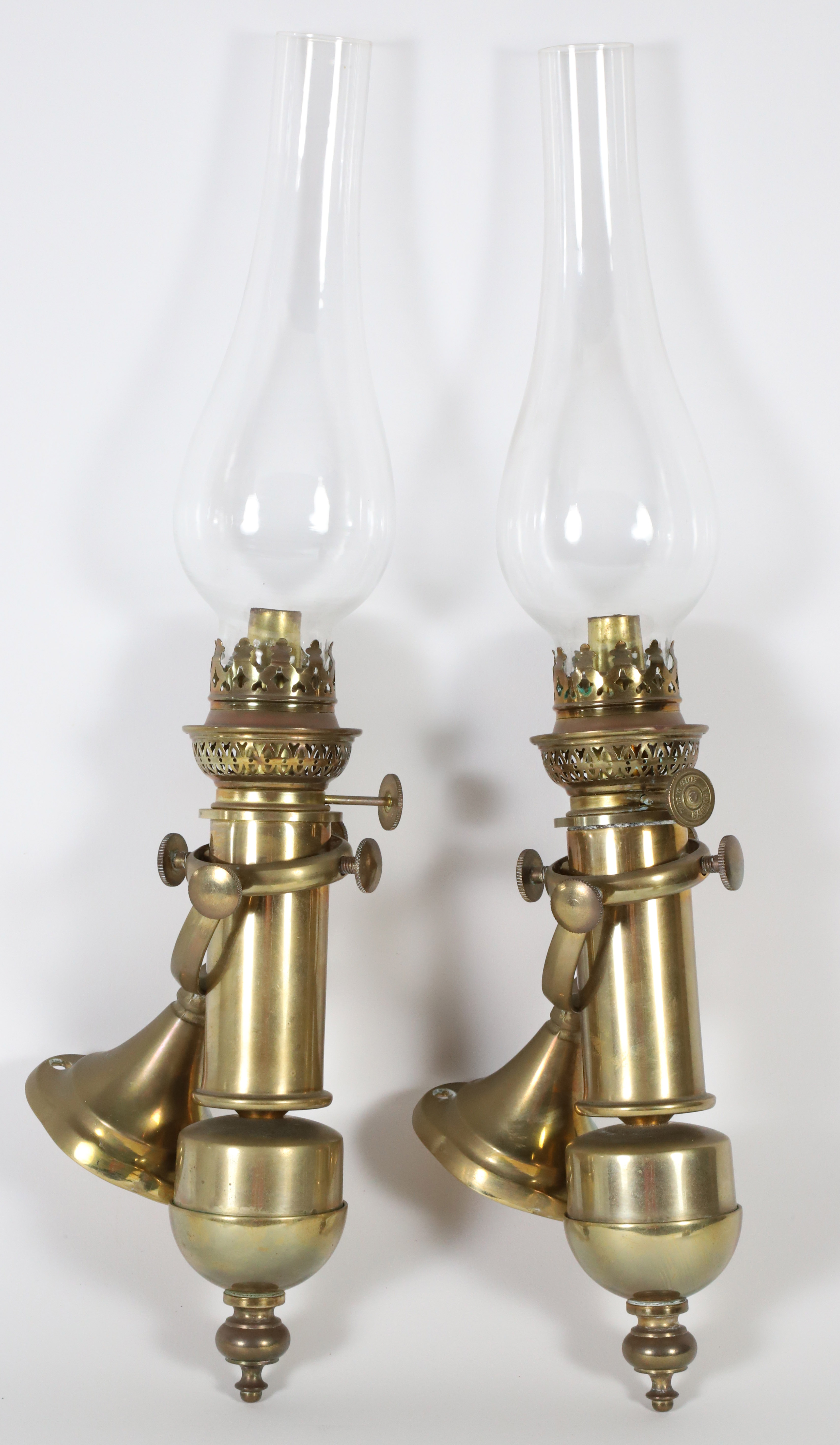 Pair of French Ship's Gimbaled Brass Oil Lamps 19th Century - Pair of ...