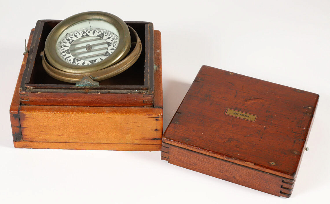 Jake Hornor Boxed Lifeboat Compass - Jake Hornor's Boxed Bronze Gimbaled Lifeboat Compass ...