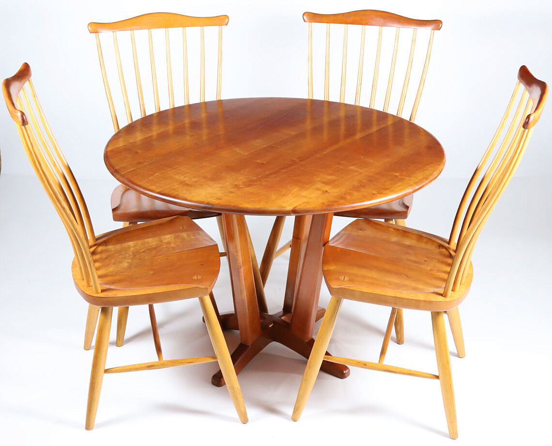 Stephen Swift Round Cherry Dining Table and set of Four Pomfret Windsor ...