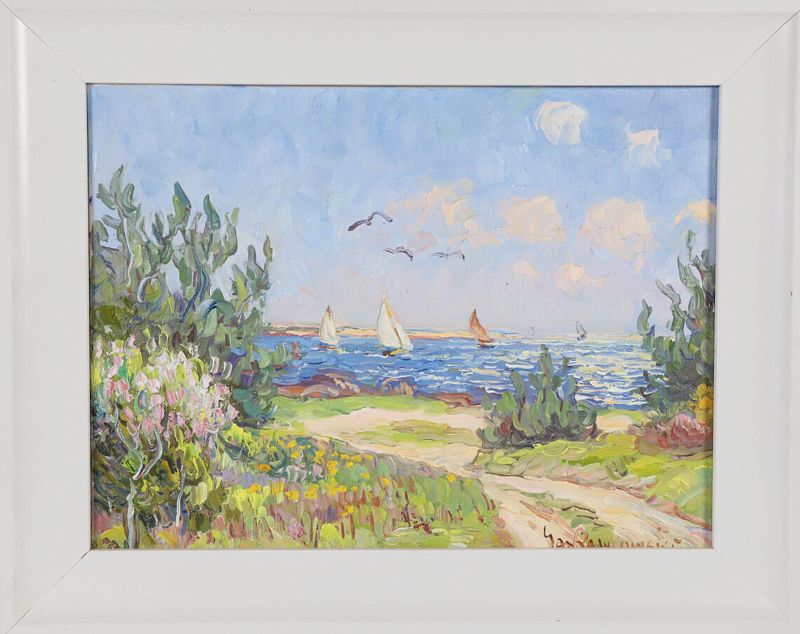 Jan Pawlowski Oil on Canvas "Sailing in Polpis Harbor" - Jan Pawlowski ...