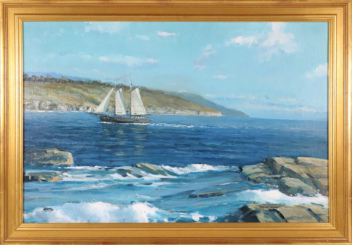 William Lowe (American b. 1940) Oil on Canvas Returning to Safe Harbor ...