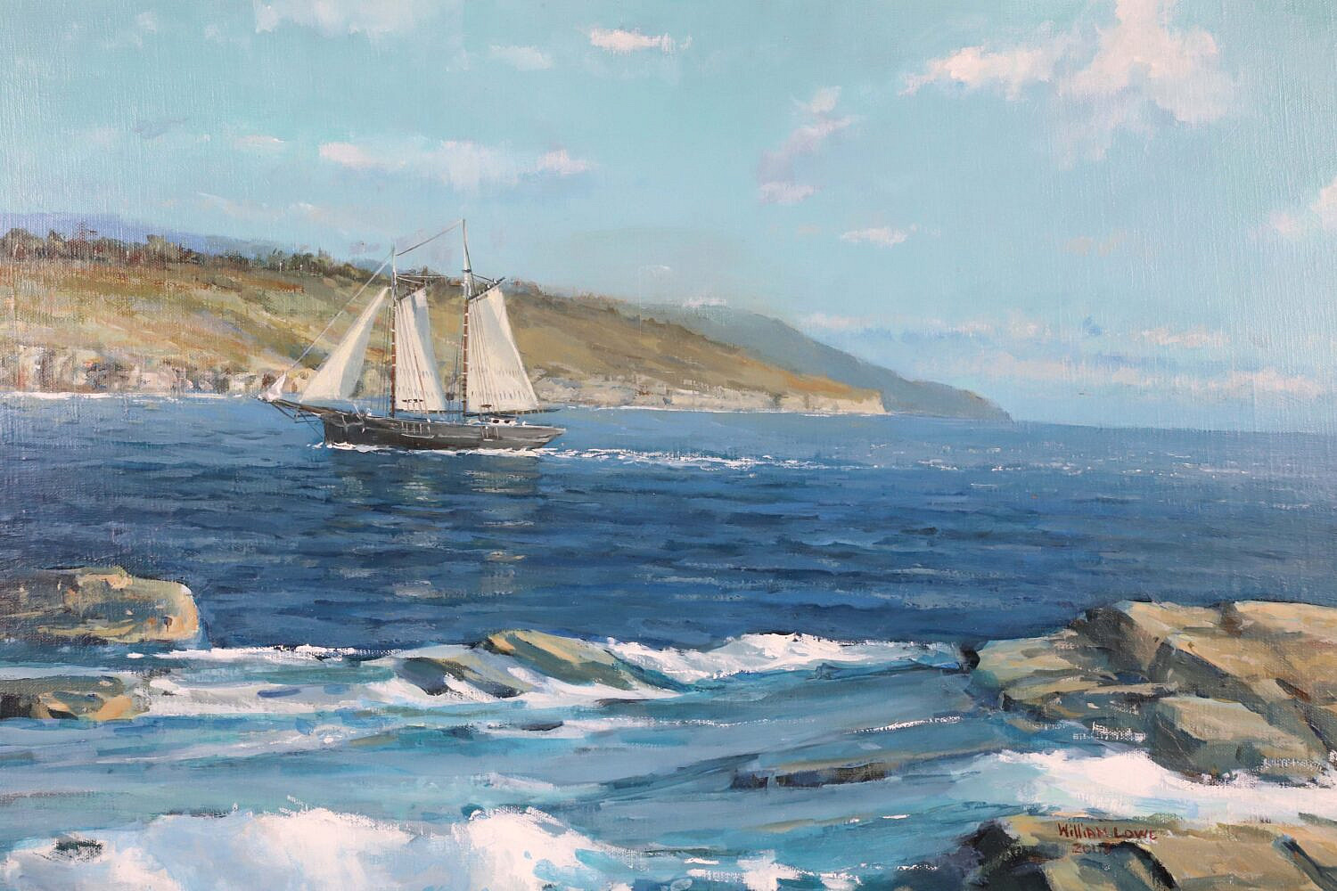 William Lowe (American b. 1940) Oil on Canvas Returning to Safe Harbor ...