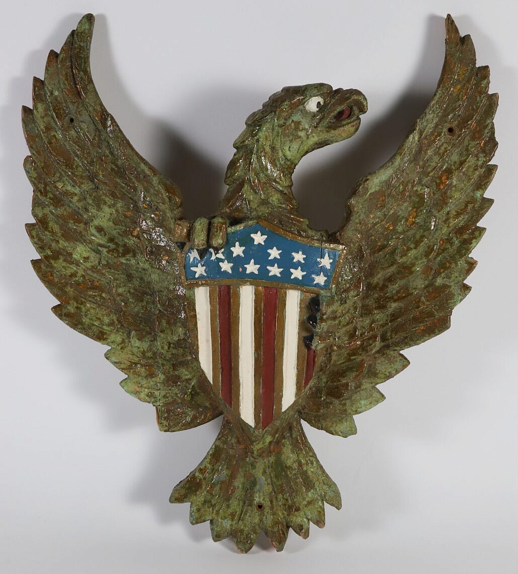 Contemporary Carved Wood and Painted Eagle Plaque 20th Century ...