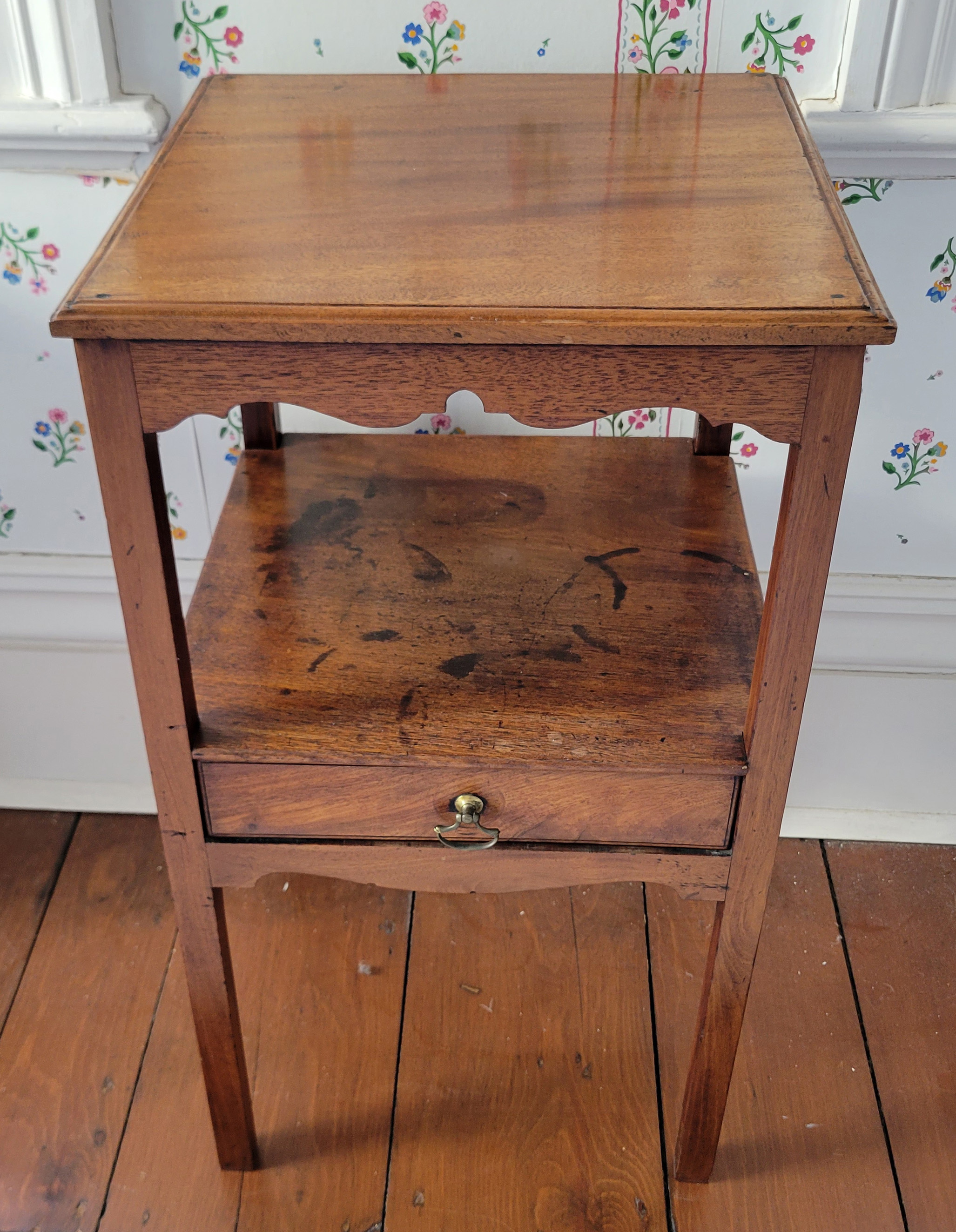 Oak Two Tier One Drawer Night Stand 19th Century - Oak Two Tier One ...