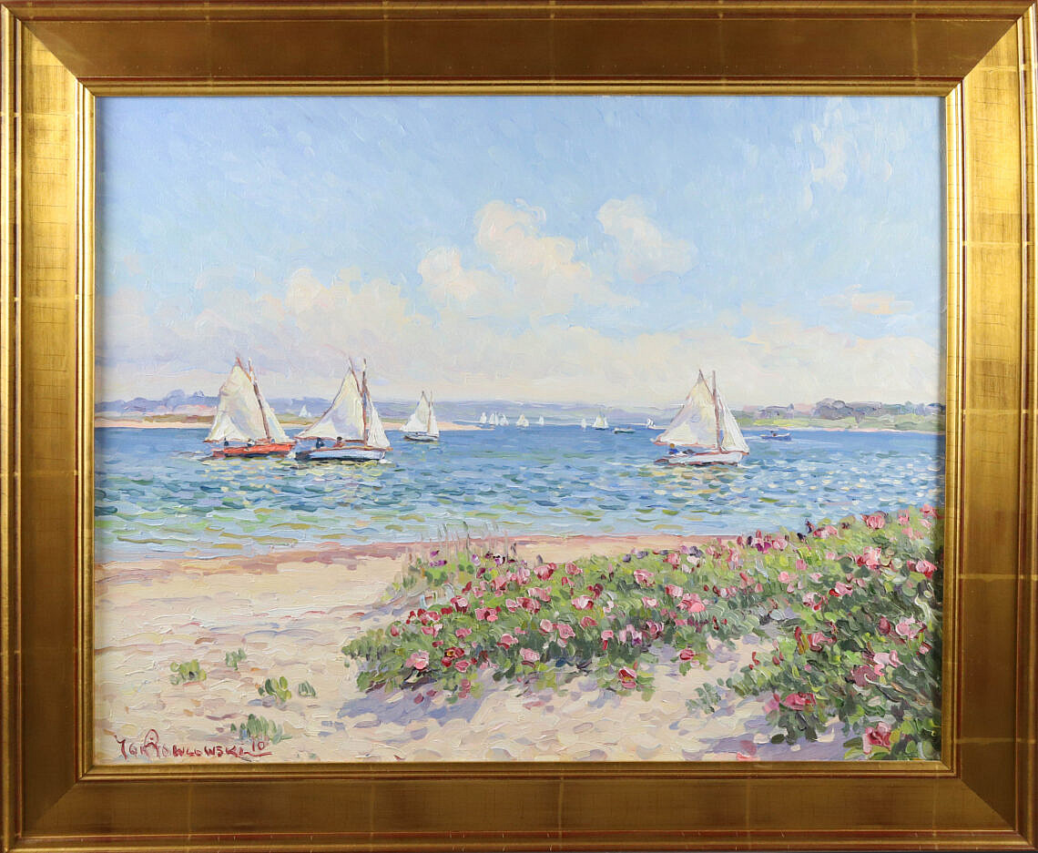 Jan Pawlowski Oil on Canvas "Sailing Inner Harbor Nantucket" - Jan ...