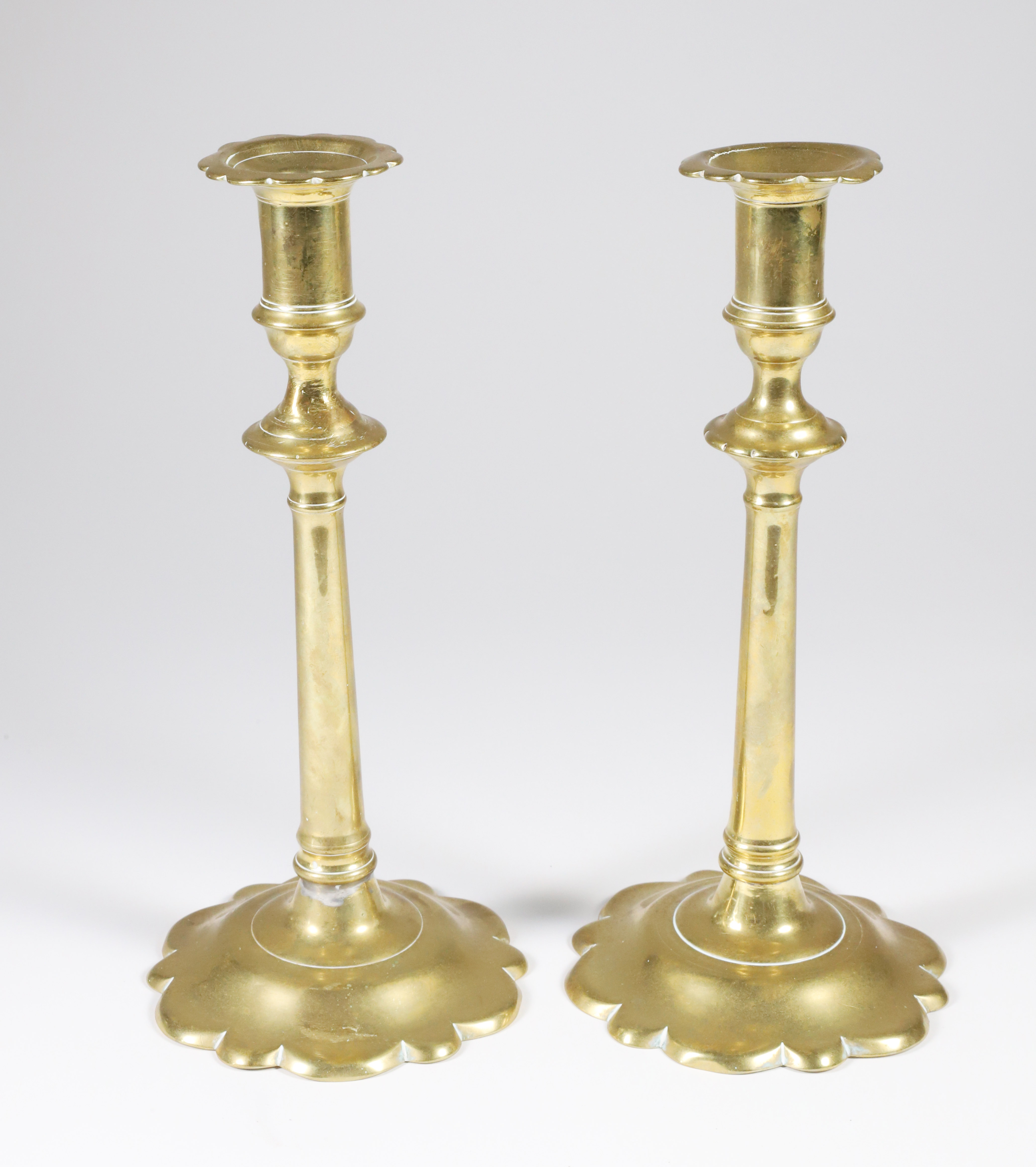 Pair of Queen Anne Brass Pushup Candlesticks 18th Century - Pair of ...