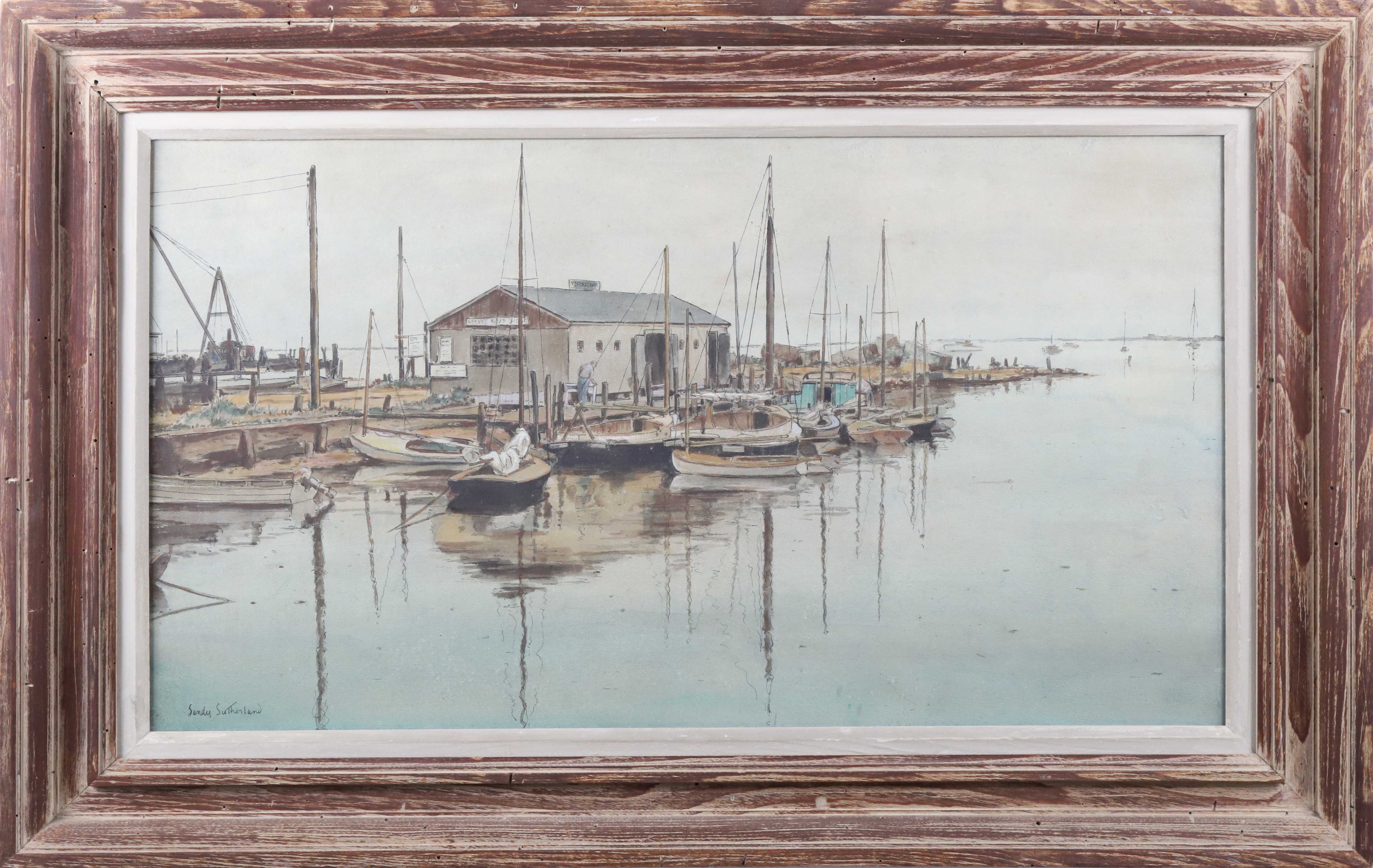 Sandy Sutherland Watercolor and Pen "Nantucket Boat Shop" - Sandy ...