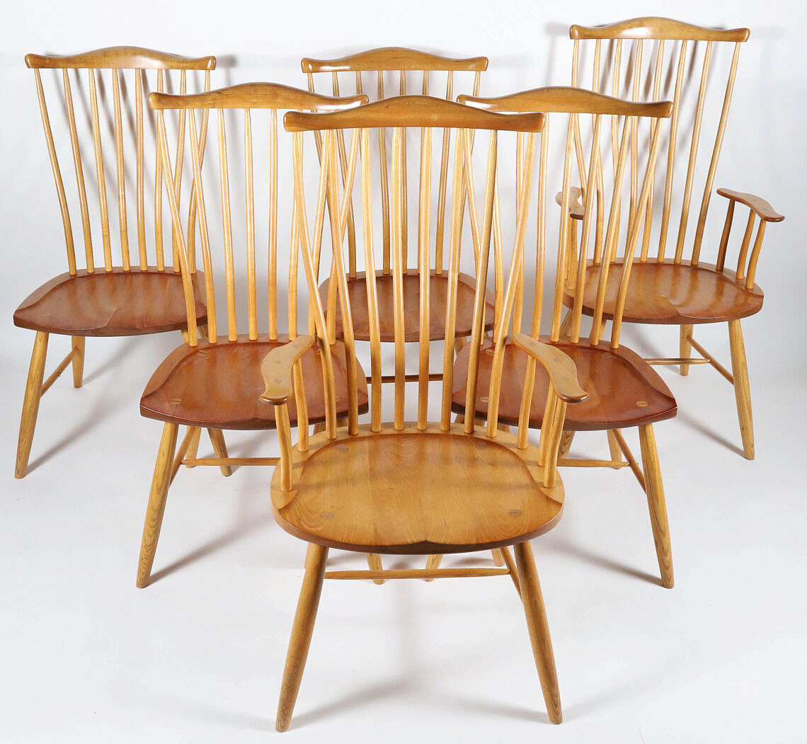 Set of Six Stephen Swift Signed Cherrywood and Ash Pomfret Windsor ...