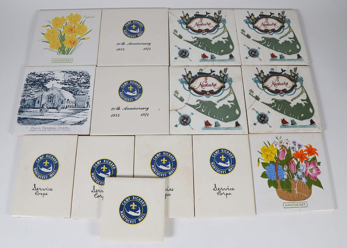 Collection of Fifteen Nantucket Porcelain Tiles - Collection of Fifteen ...